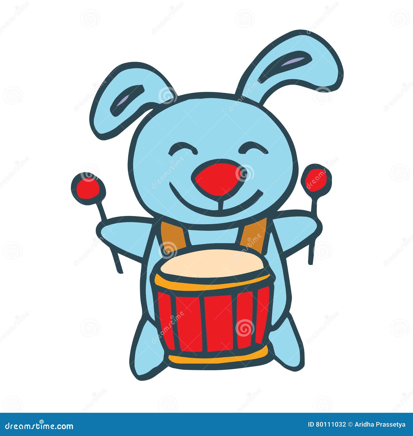 Rabbit with Drum Happy Cartoon Stock Vector - Illustration of profile ...