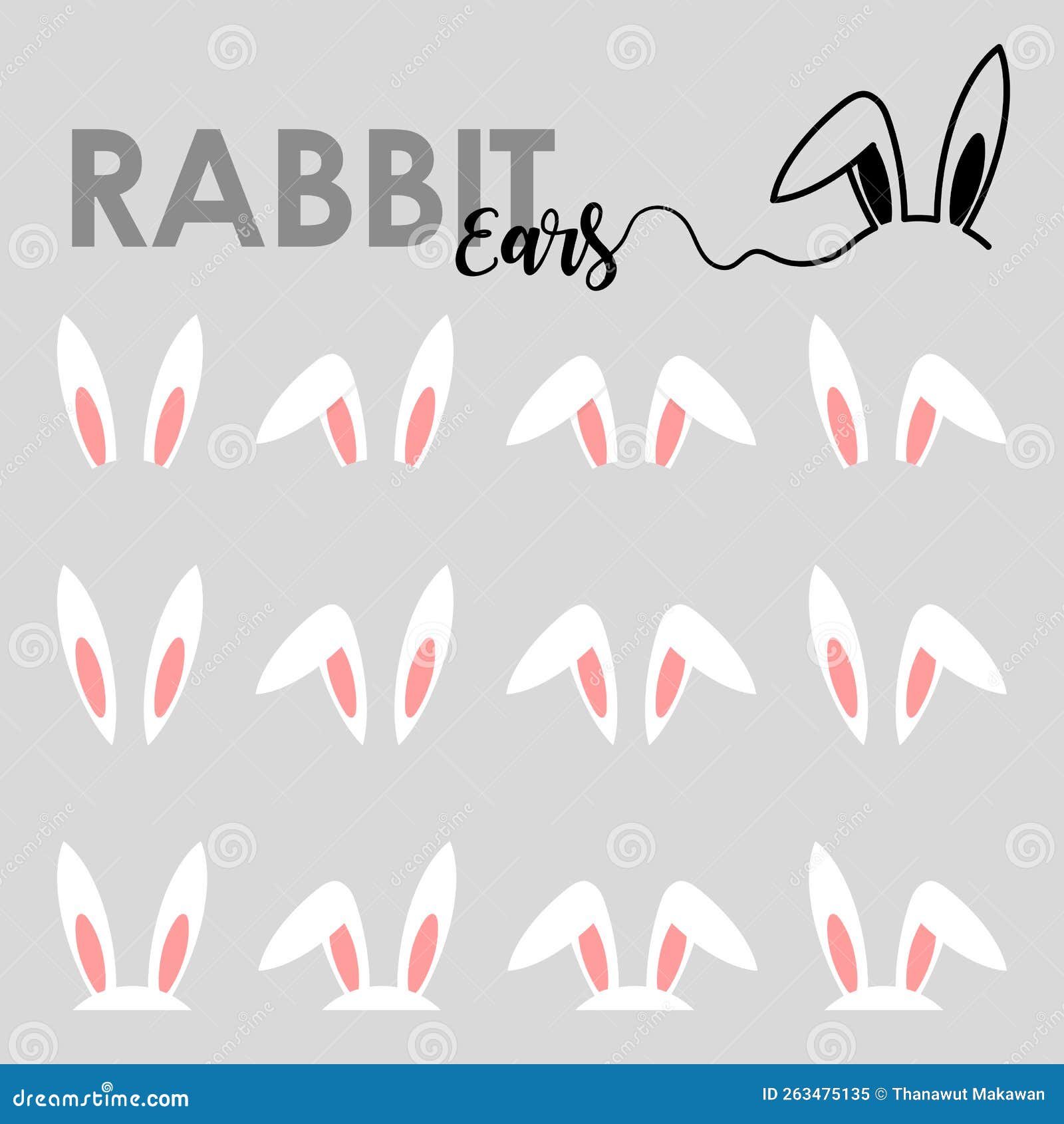 Rabbit Ears Vector Illustrations Stock Vector - Illustration of graphic ...