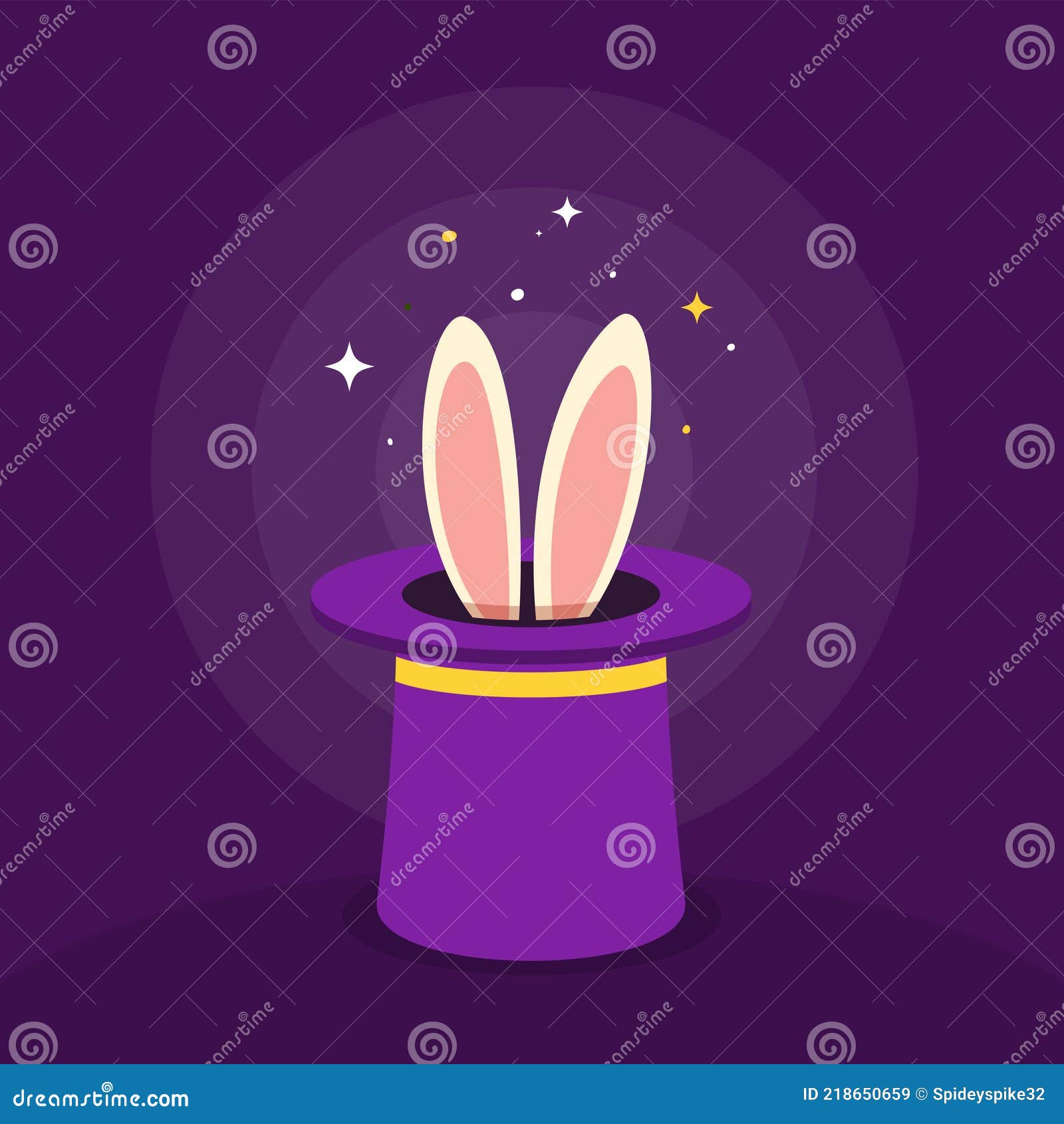 The Rabbit Ear on Wizard`s Hat. Isolated Vector Illustration Stock ...