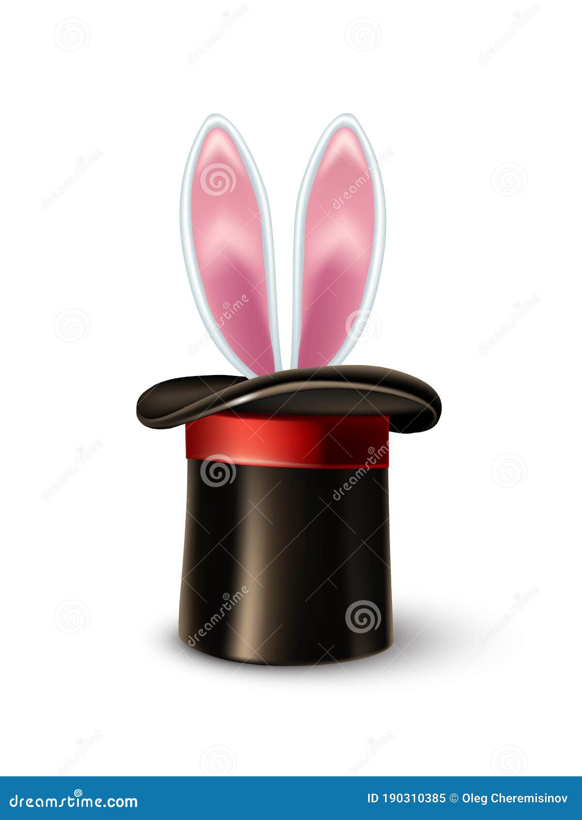 Rabbit Ears Appear From The Magic Hat Isolated On White Background ...