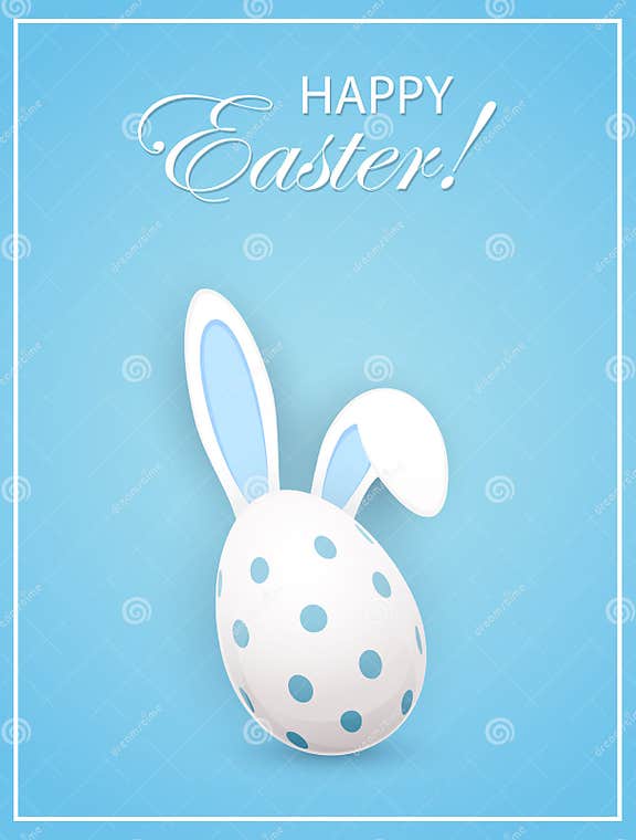 Rabbit Ears and Easter Egg on Blue Background Stock Vector ...