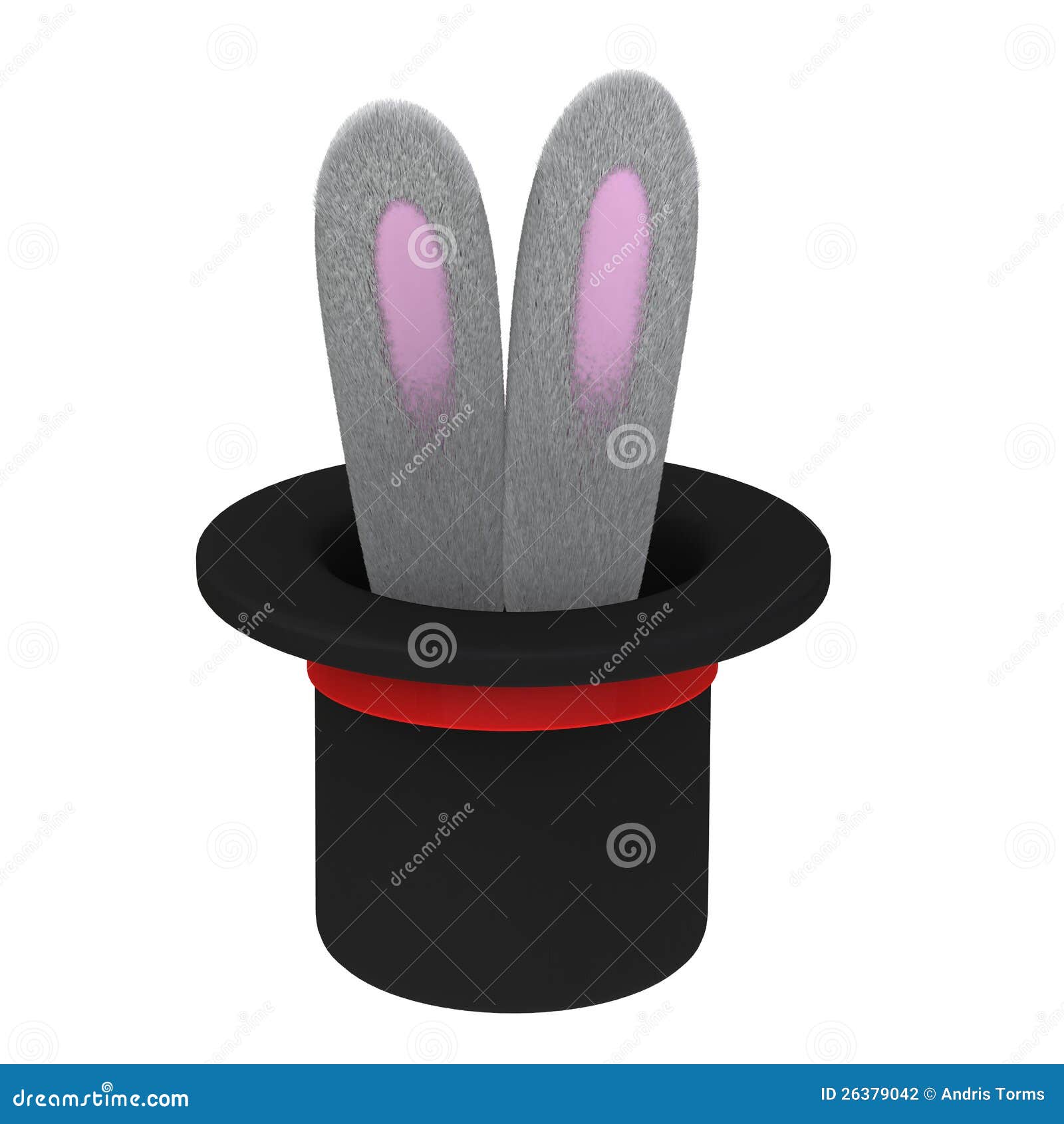 Rabbit ears in top hat 3d stock illustration. Illustration of classic ...