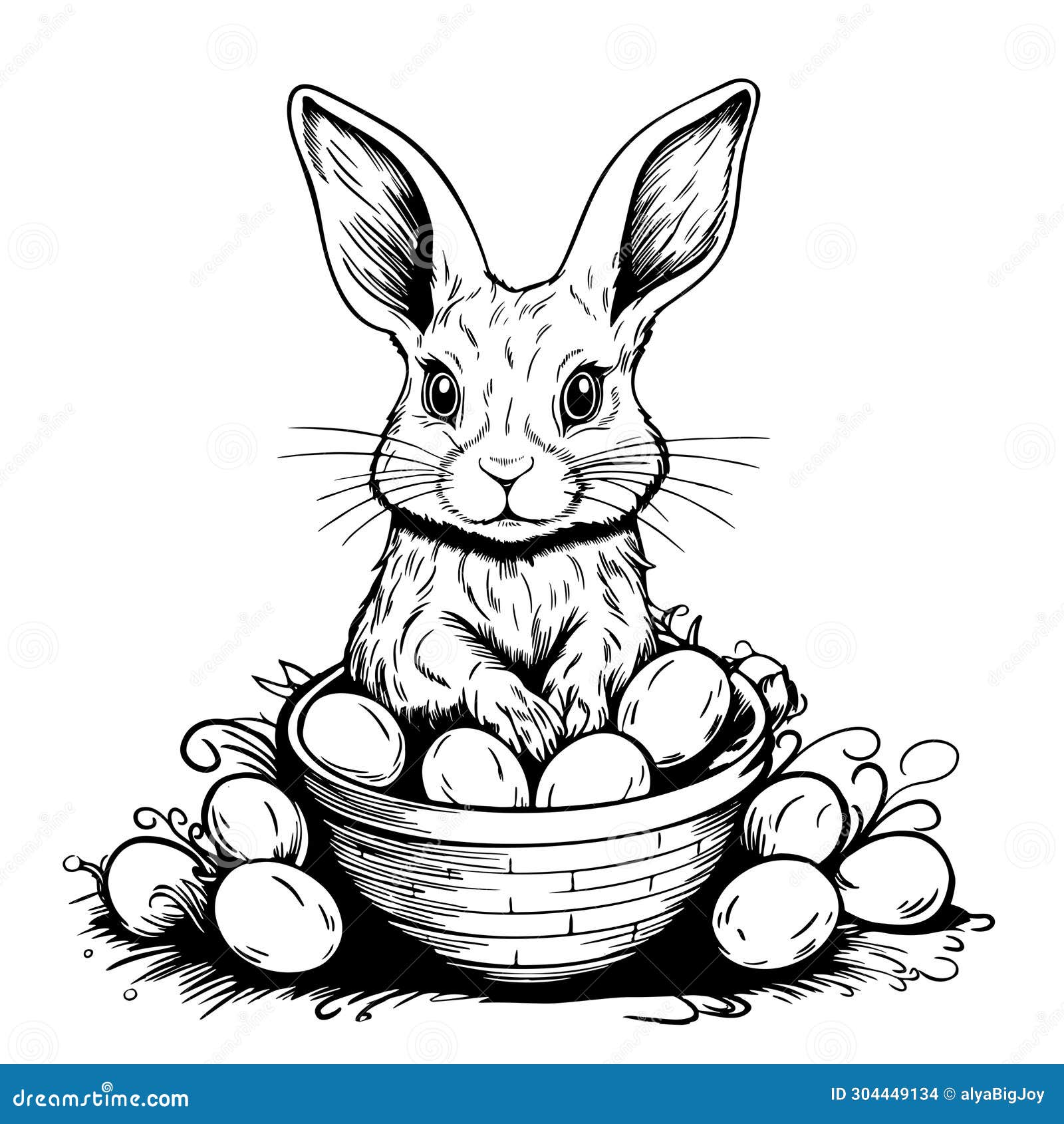 Rabbit with easter eggs stock illustration. Illustration of happy ...