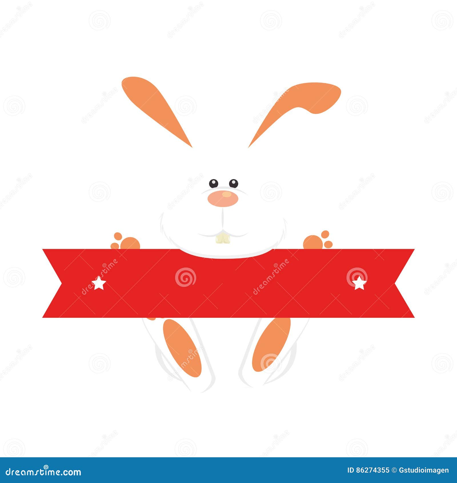 Rabbit Easter Holding Red Ribbon Stock Vector - Illustration of ribbon ...