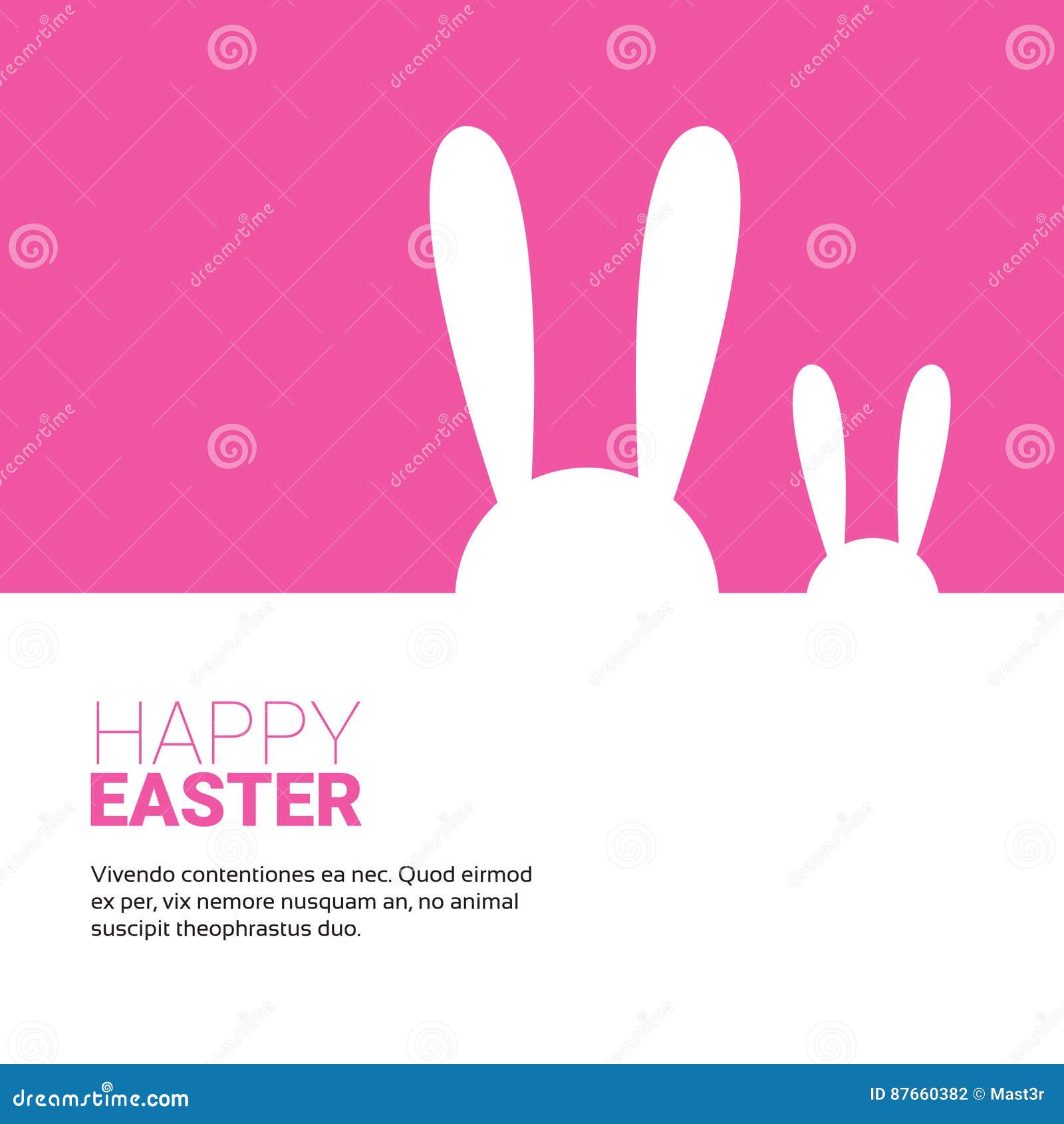 Rabbit Easter Holiday Bunny Symbols Greeting Card Stock Vector ...