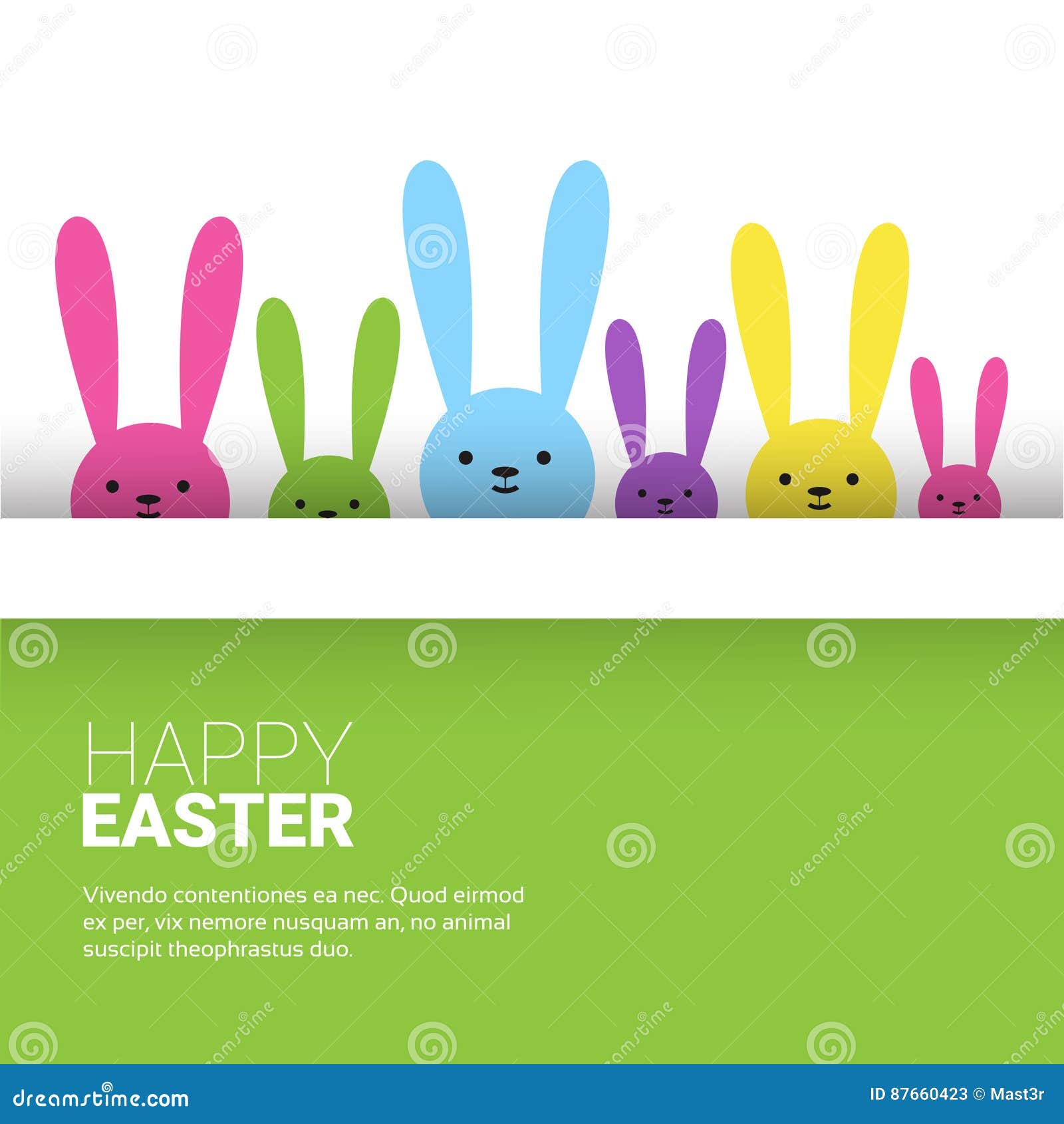 Rabbit Easter Holiday Bunny Symbols Greeting Card Stock Vector ...