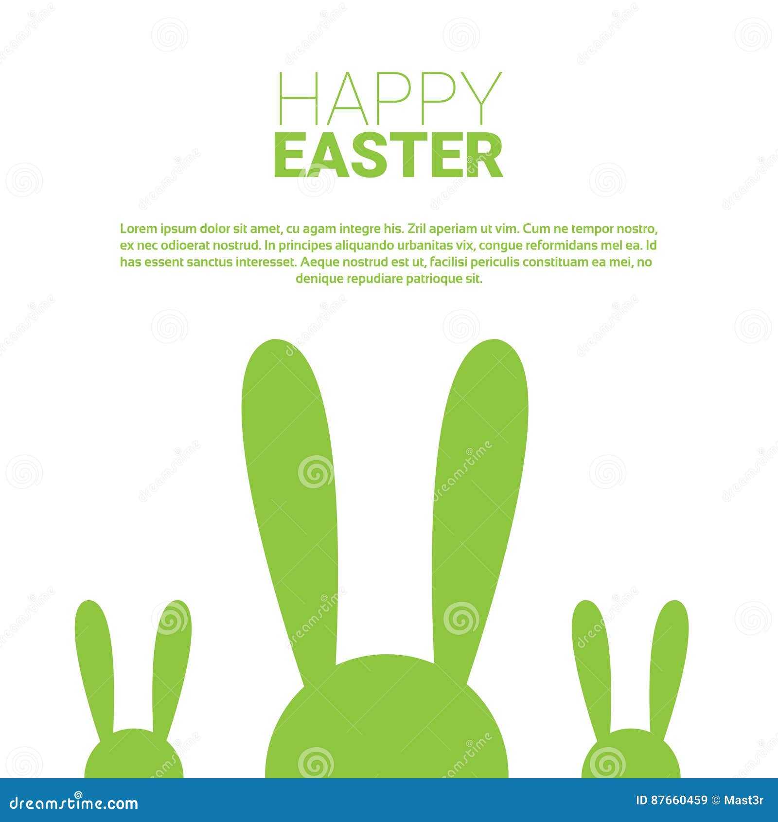Rabbit Easter Holiday Bunny Symbols Greeting Card Stock Vector ...