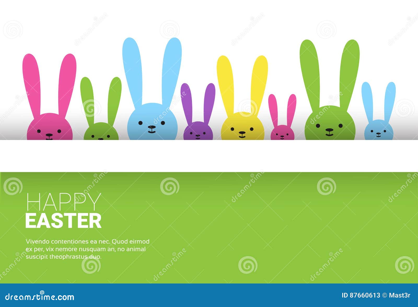 Rabbit Easter Holiday Bunny Symbols Greeting Card Stock Vector ...