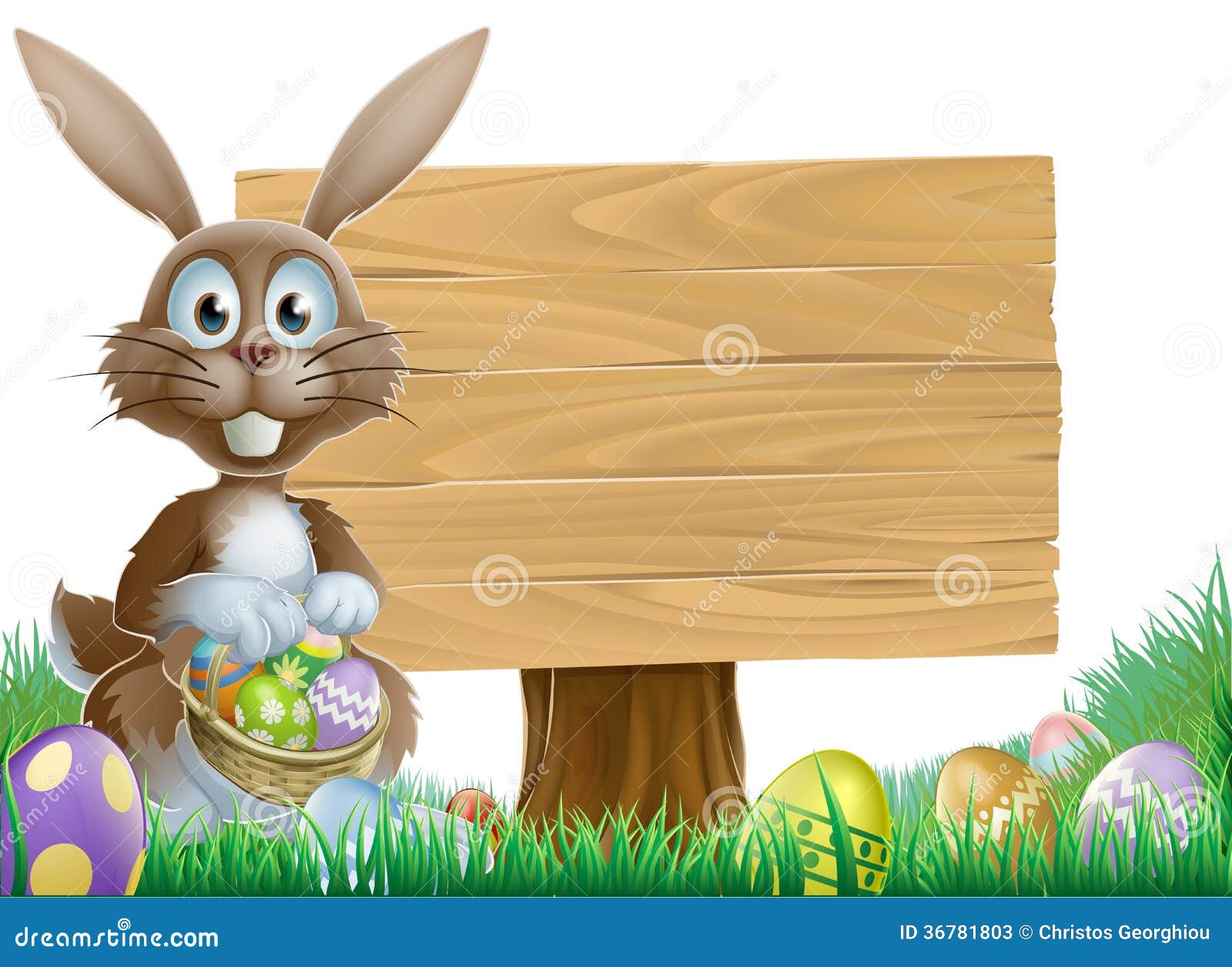 Rabbit and Easter sign stock vector. Illustration of message - 36781803