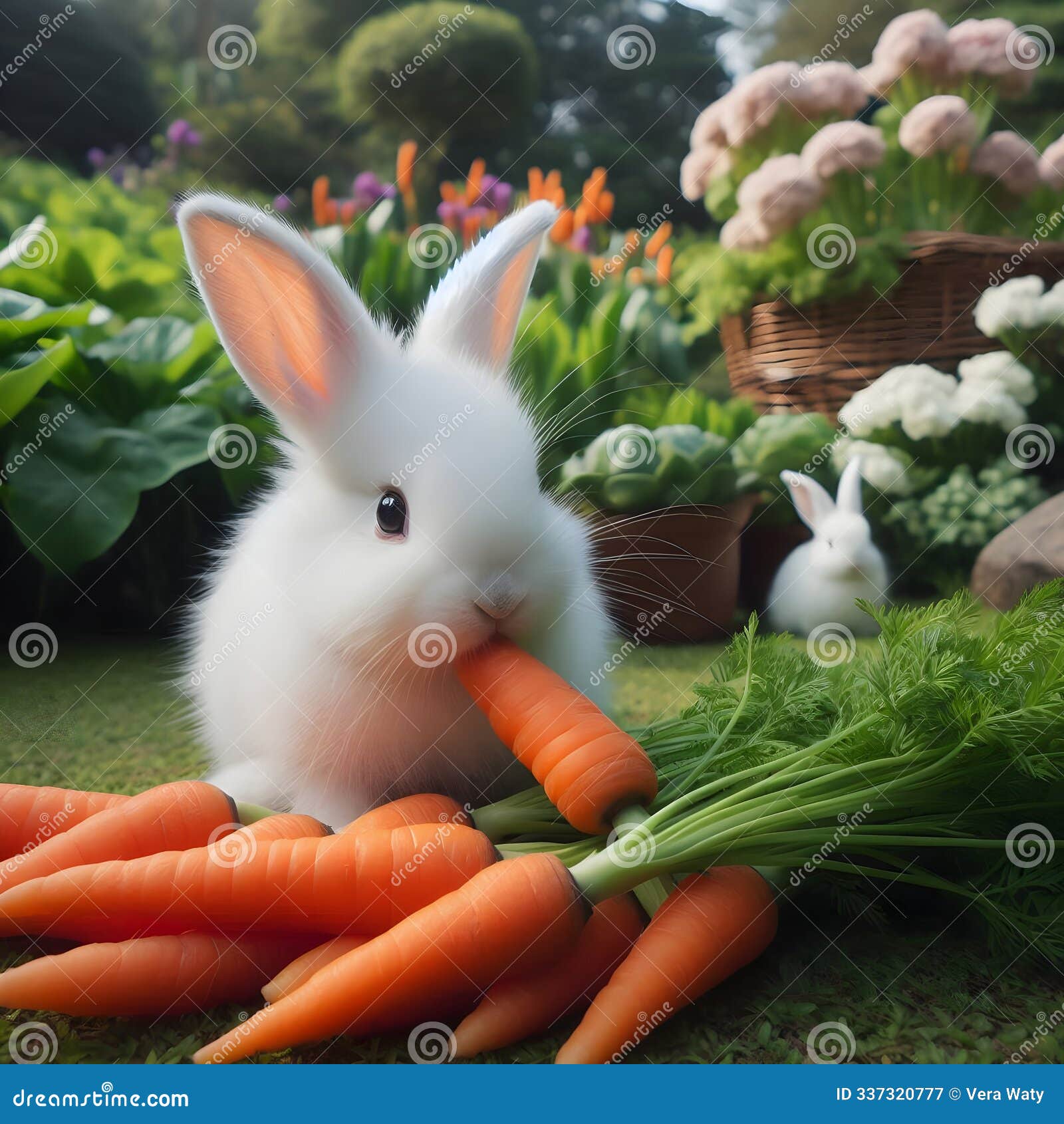 Rabbit is Eating Carrots at a Botanical Garden Stock Image - Image of ...