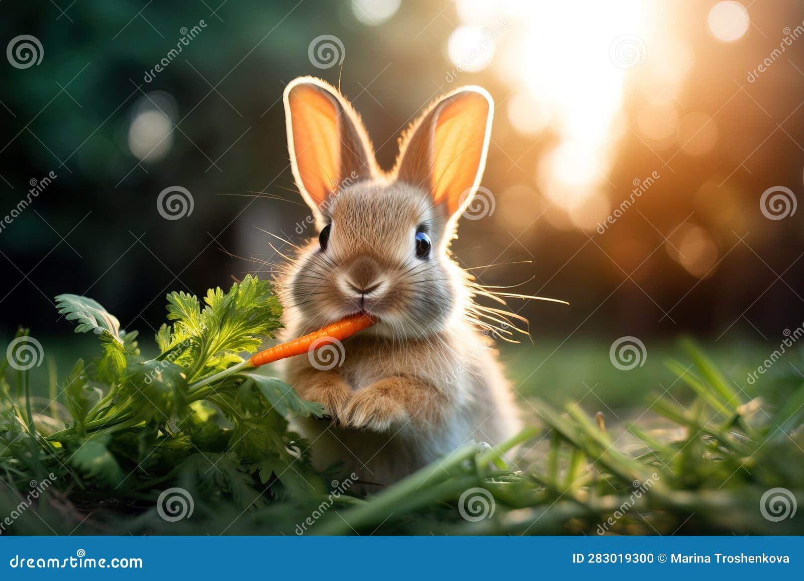 Rabbit Eats a Carrot. Easter Bunny. Generative Ai Image. Stock ...