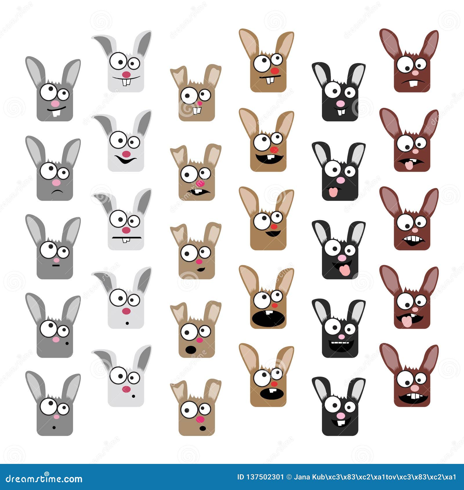 Rabbit emoticons set stock vector. Illustration of laughing - 137502301