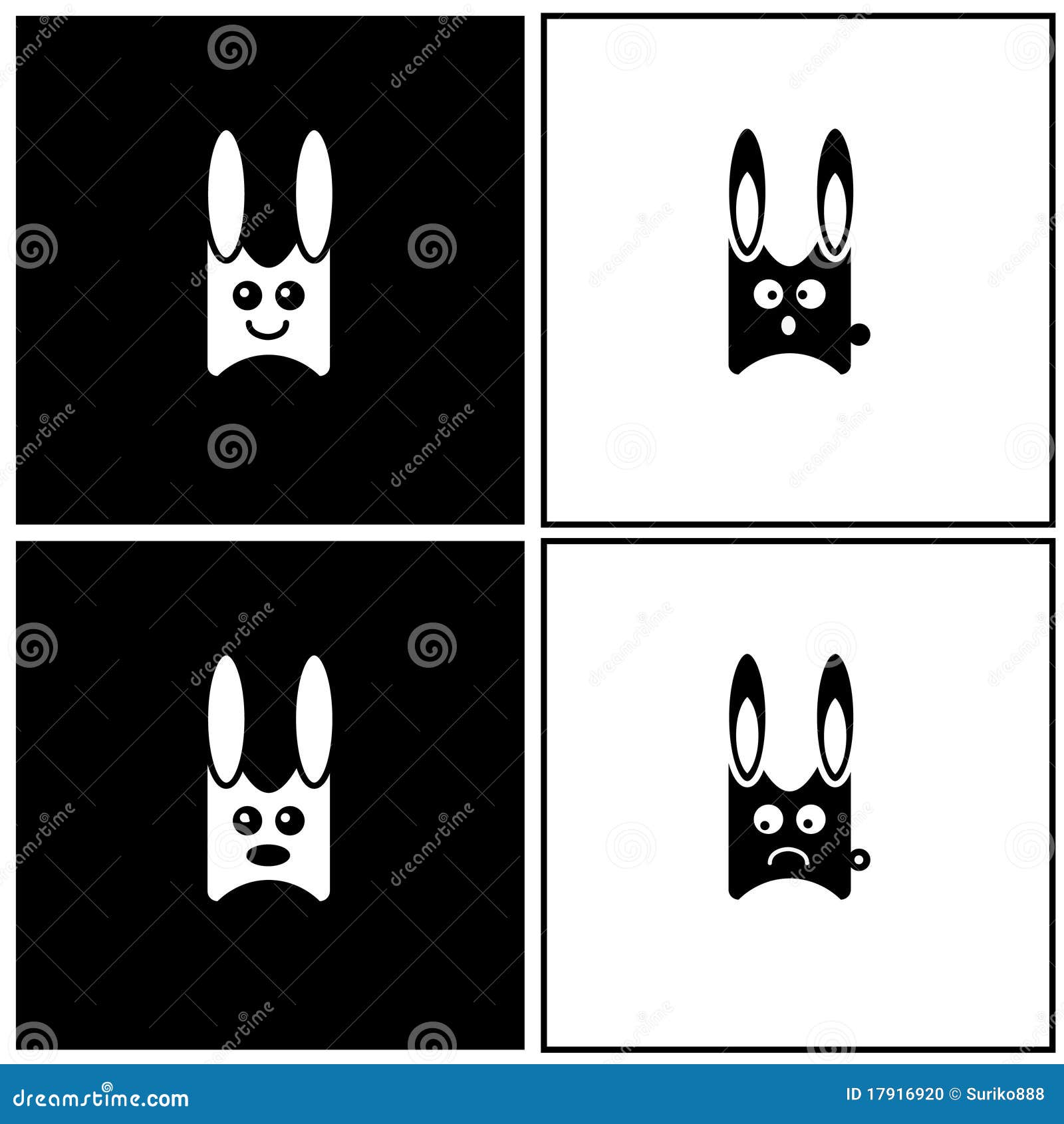 Rabbit emotions stock vector. Illustration of asian, white - 17916920