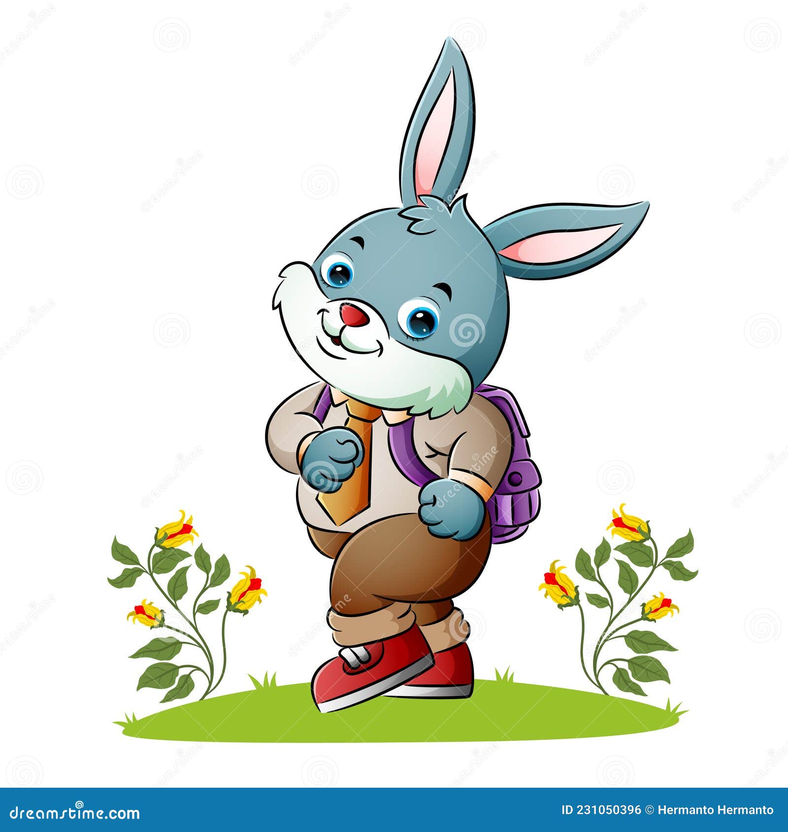 The Rabbit is Employee Going To Work Stock Vector - Illustration of ...