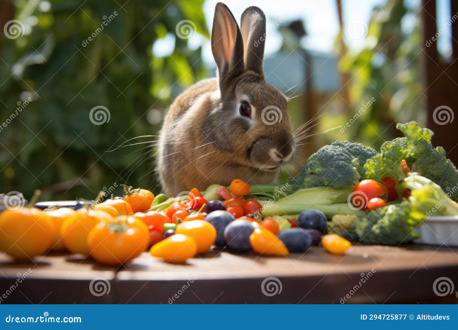 A Rabbit Enjoying a Balanced, Nutritious Meal Stock Illustration ...