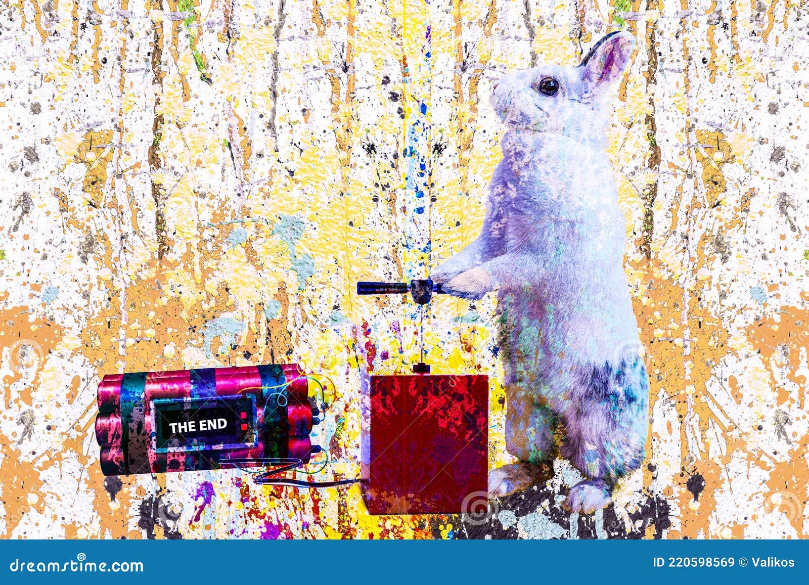 Rabbit with Explosive Pop Artcolor Art Stock Illustration ...