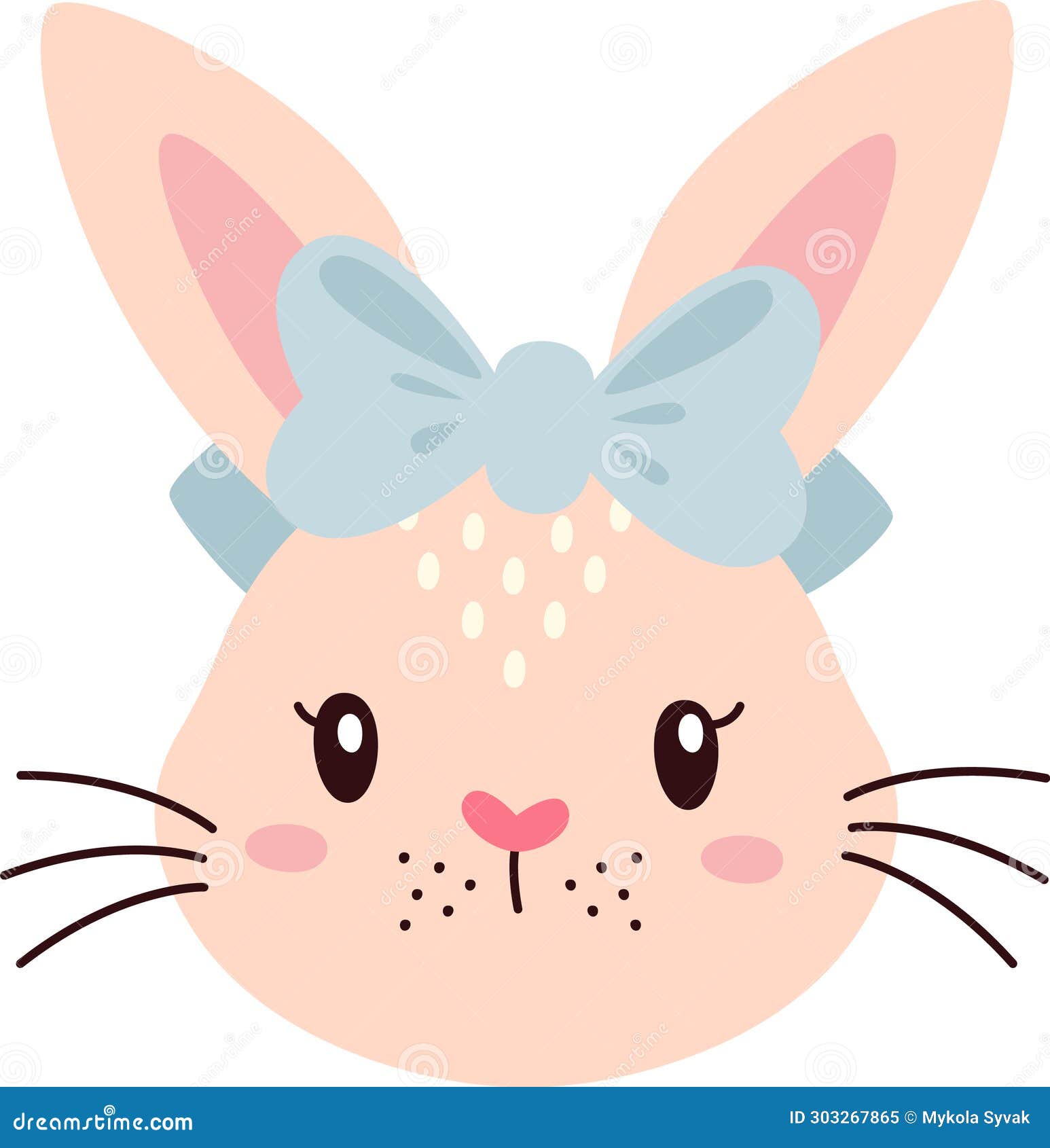 Rabbit Face with Bow Headband Stock Vector - Illustration of face ...