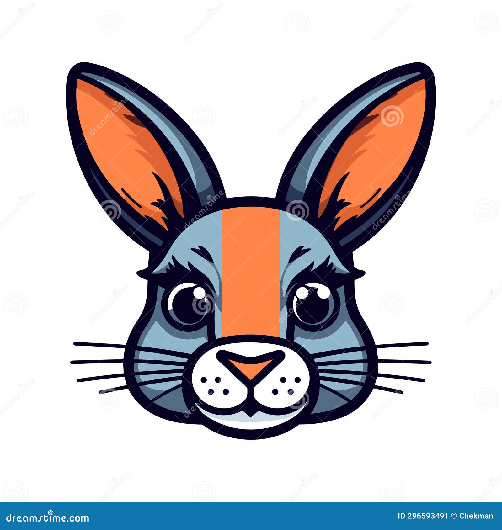 Rabbit Face. Cartoon Illustration of a Rabbit Face in Flat Design Stock ...