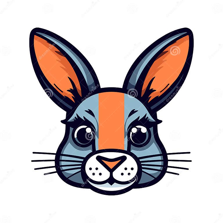 Rabbit Face. Cartoon Illustration of a Rabbit Face in Flat Design Stock ...