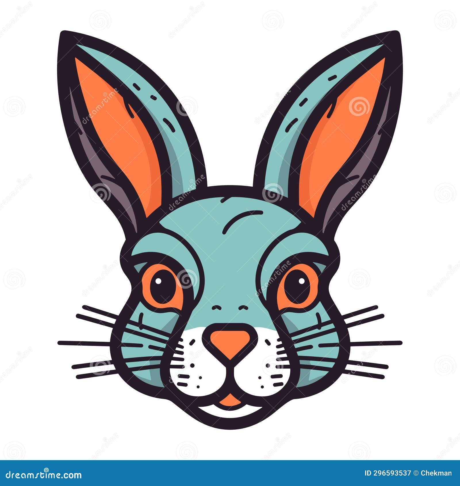 Rabbit Face. Cartoon Illustration of a Rabbit Face in Flat Design Stock ...