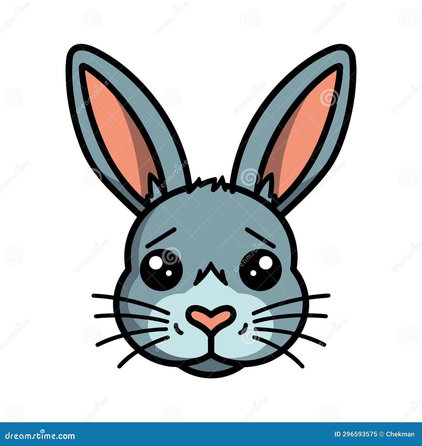 Rabbit Face. Cartoon Illustration of a Rabbit Face in Flat Design Stock ...
