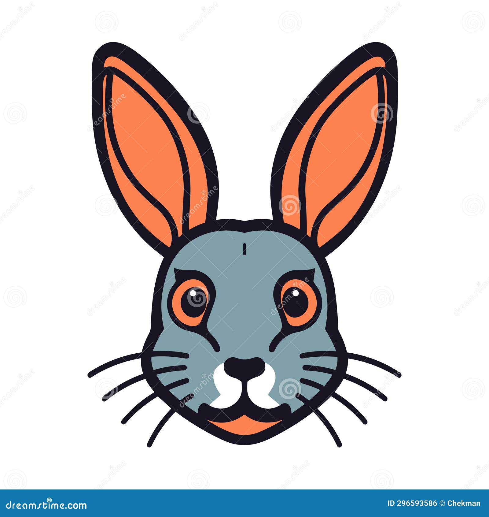 Rabbit Face. Cartoon Illustration of a Rabbit Face in Flat Design Stock ...