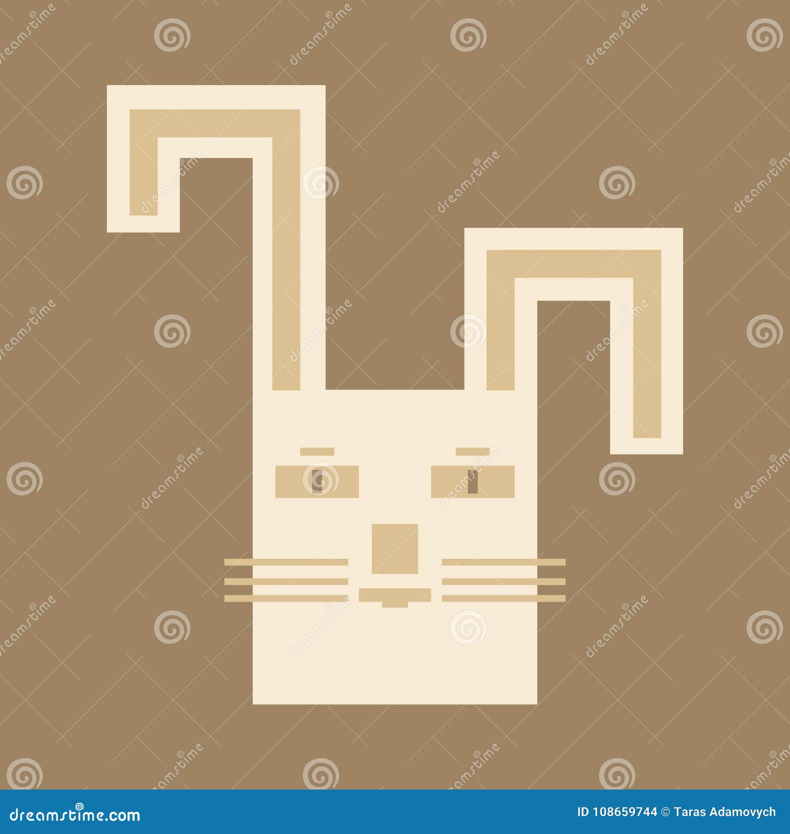Rabbit Face Cartoon Vector Illustration Flat Style Front Stock Vector ...