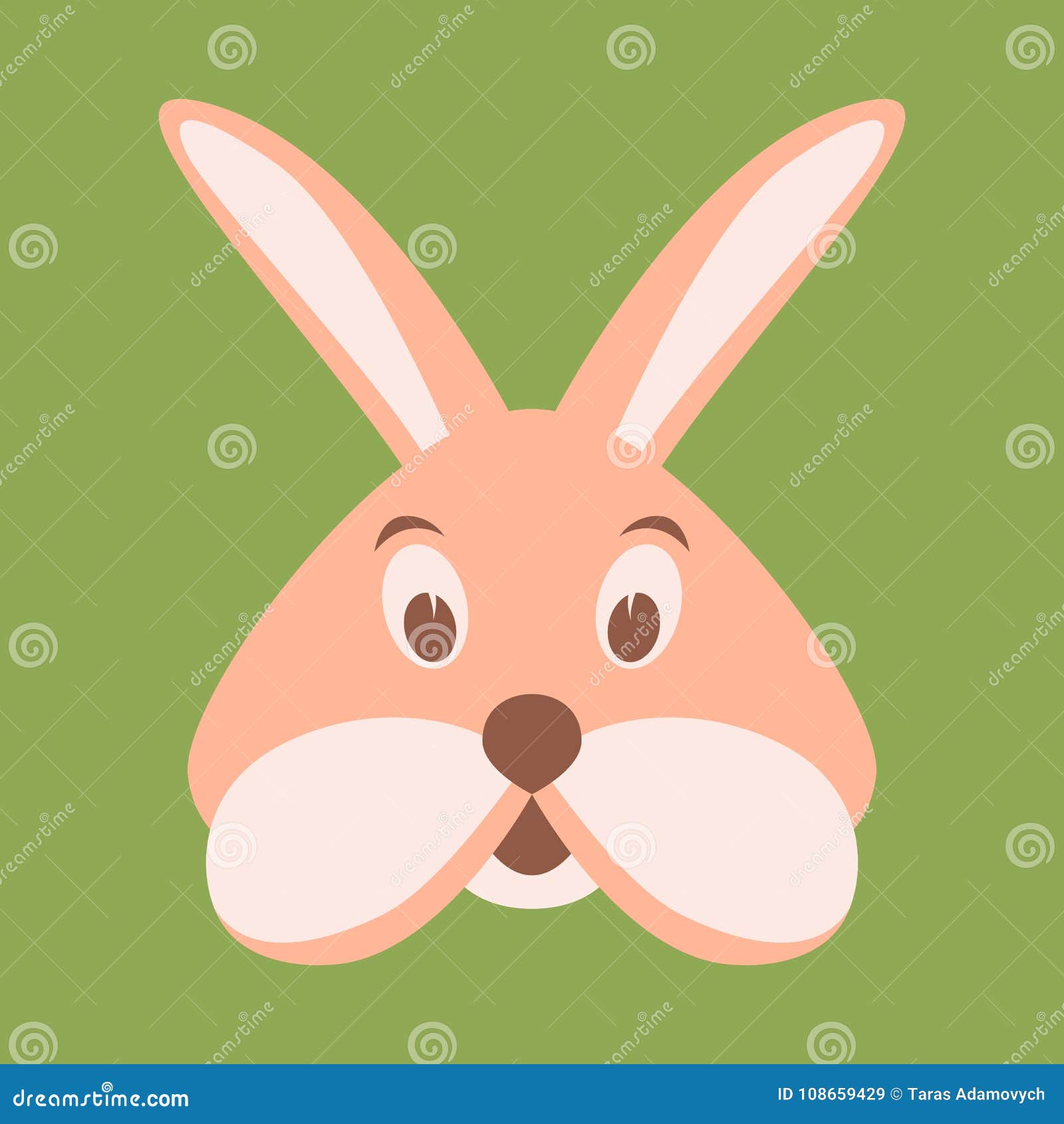 Rabbit Face Cartoon Vector Illustration Flat Style Front Stock Vector ...