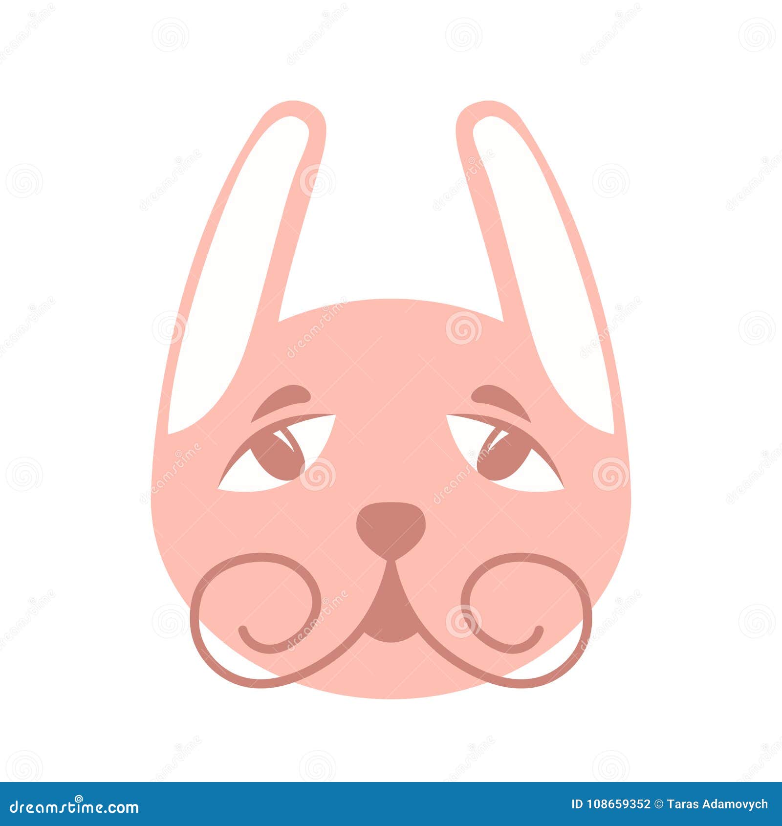 Rabbit Face Cartoon Vector Illustration Flat Style Front Stock Vector ...