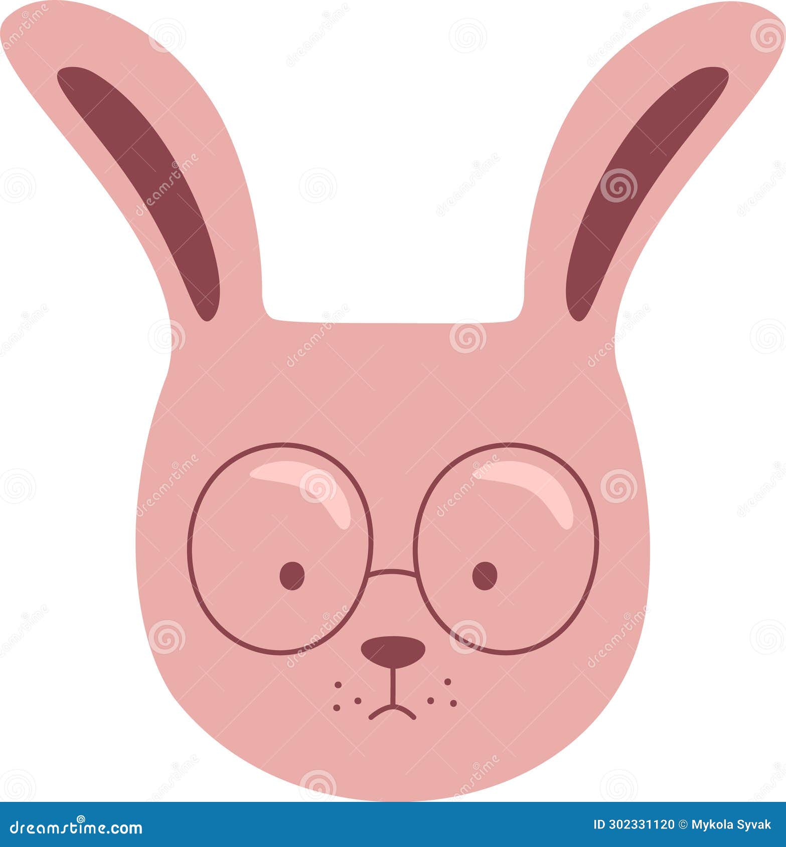 Rabbit Face with Eyeglasses Stock Vector - Illustration of head, vector ...