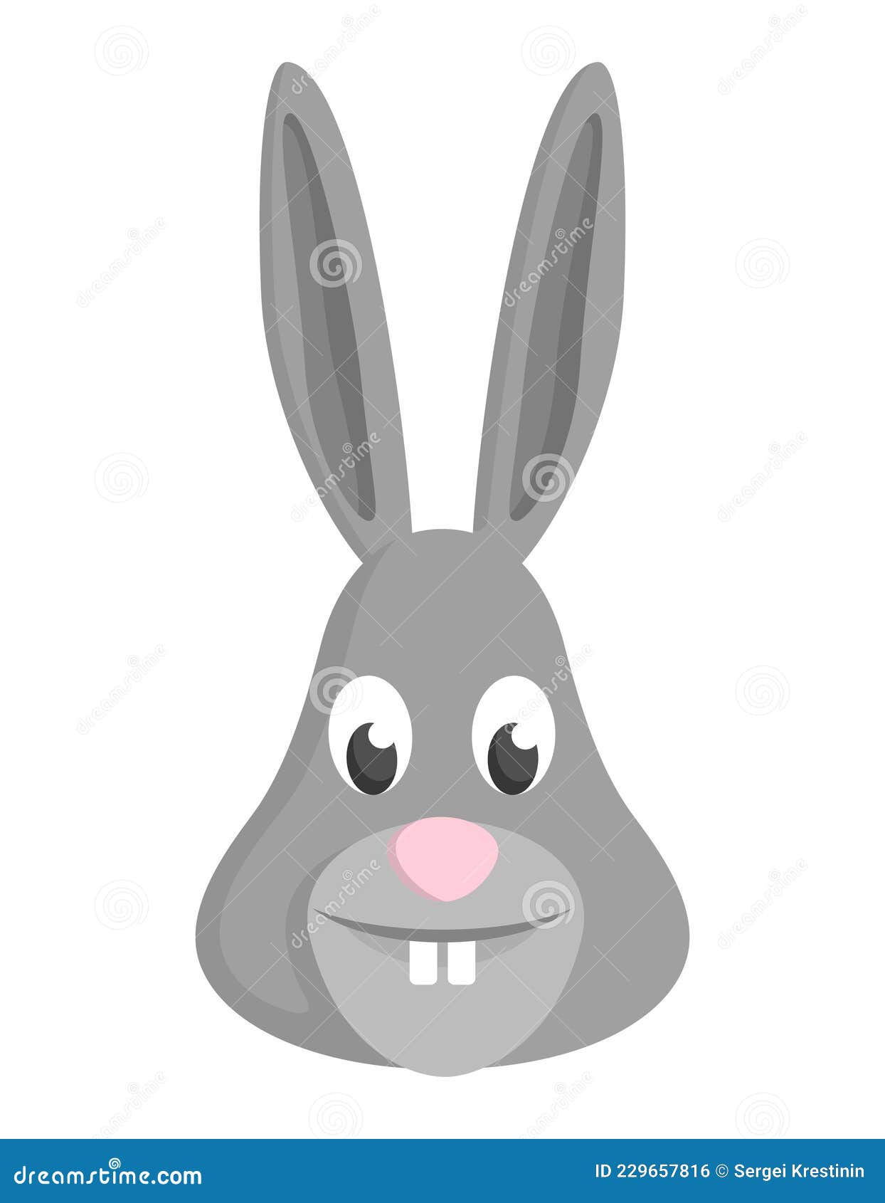 Rabbit face front view. stock vector. Illustration of happy - 229657816