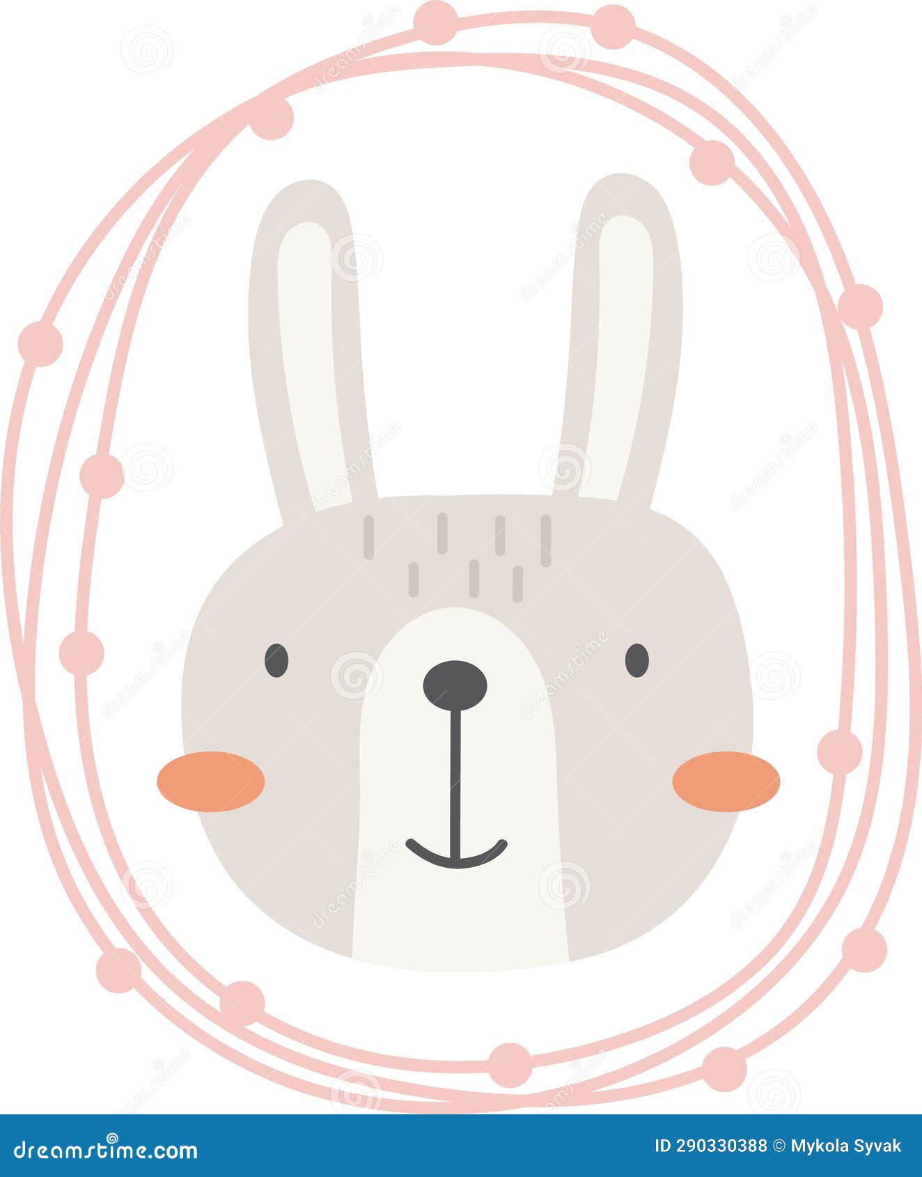 Rabbit Face Portrait stock illustration. Illustration of design - 290330388