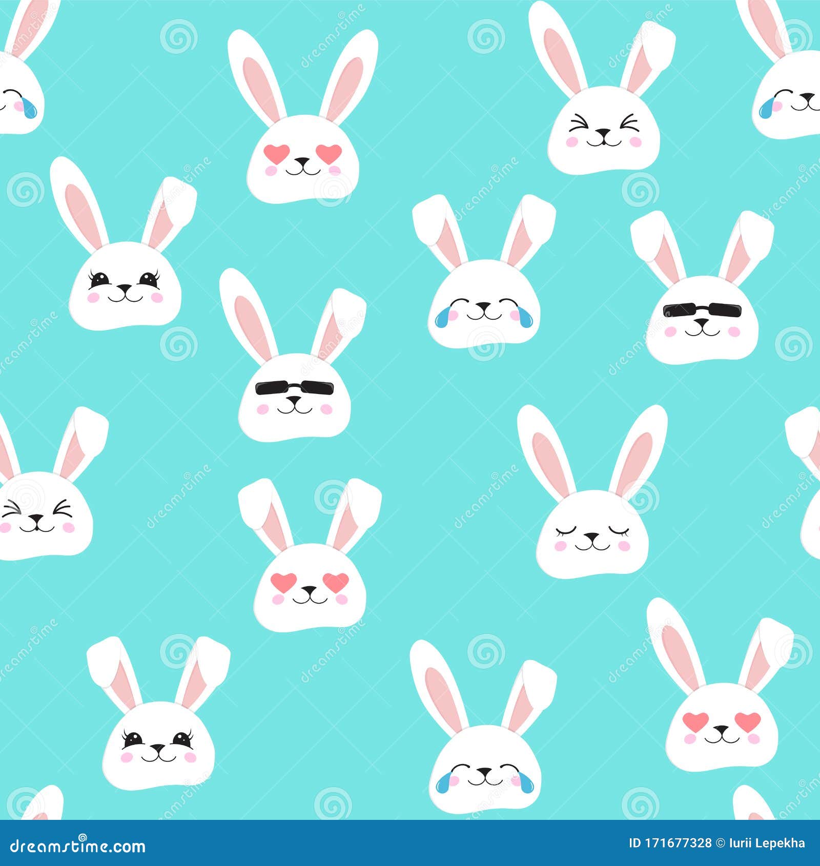 Rabbit Face Seamless Pattern. Easter Bunny. Happy Bunny Stock ...