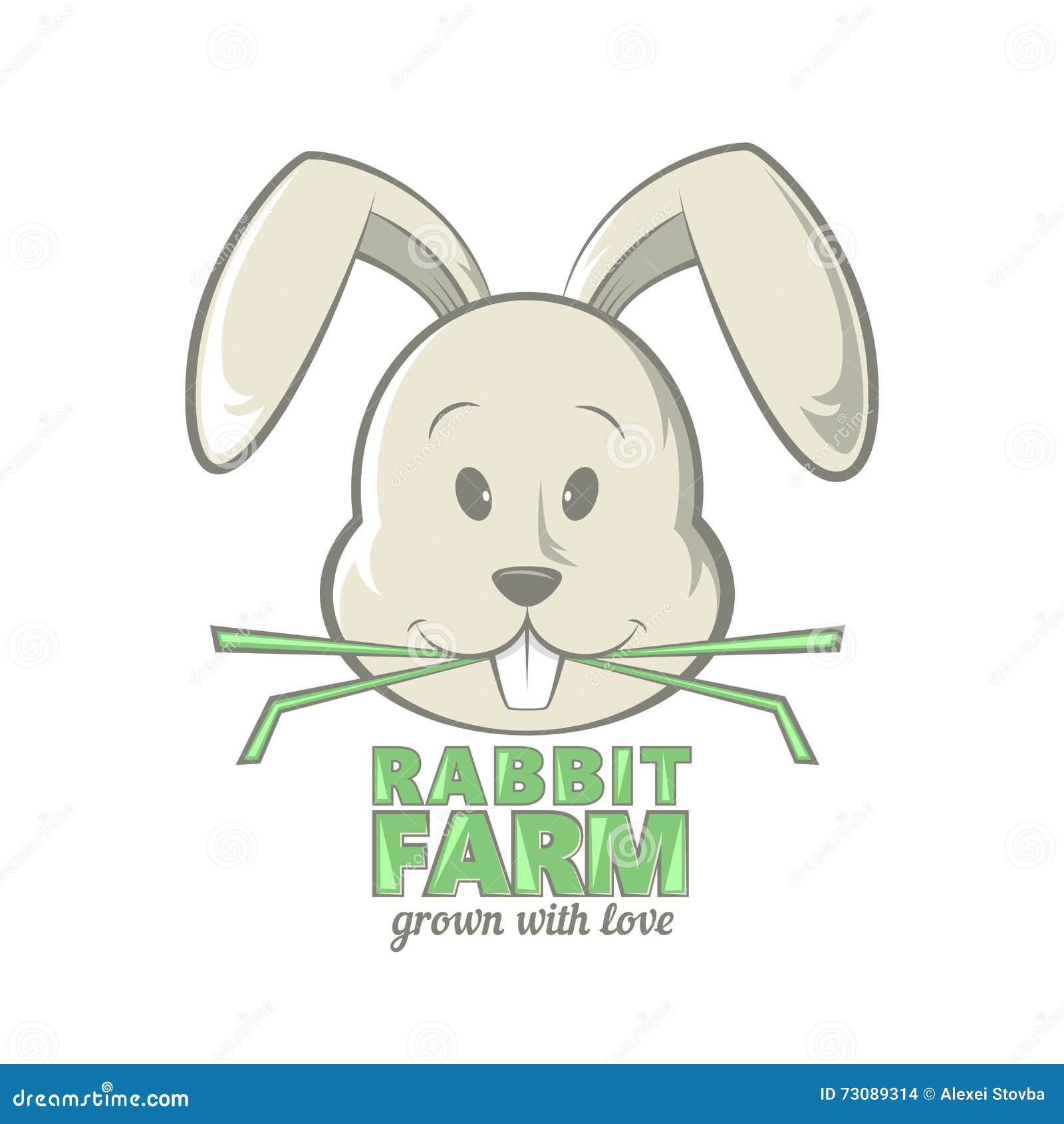 Rabbit Farm Logo Design. Vector Illustration of Rabbit Eating Grass ...