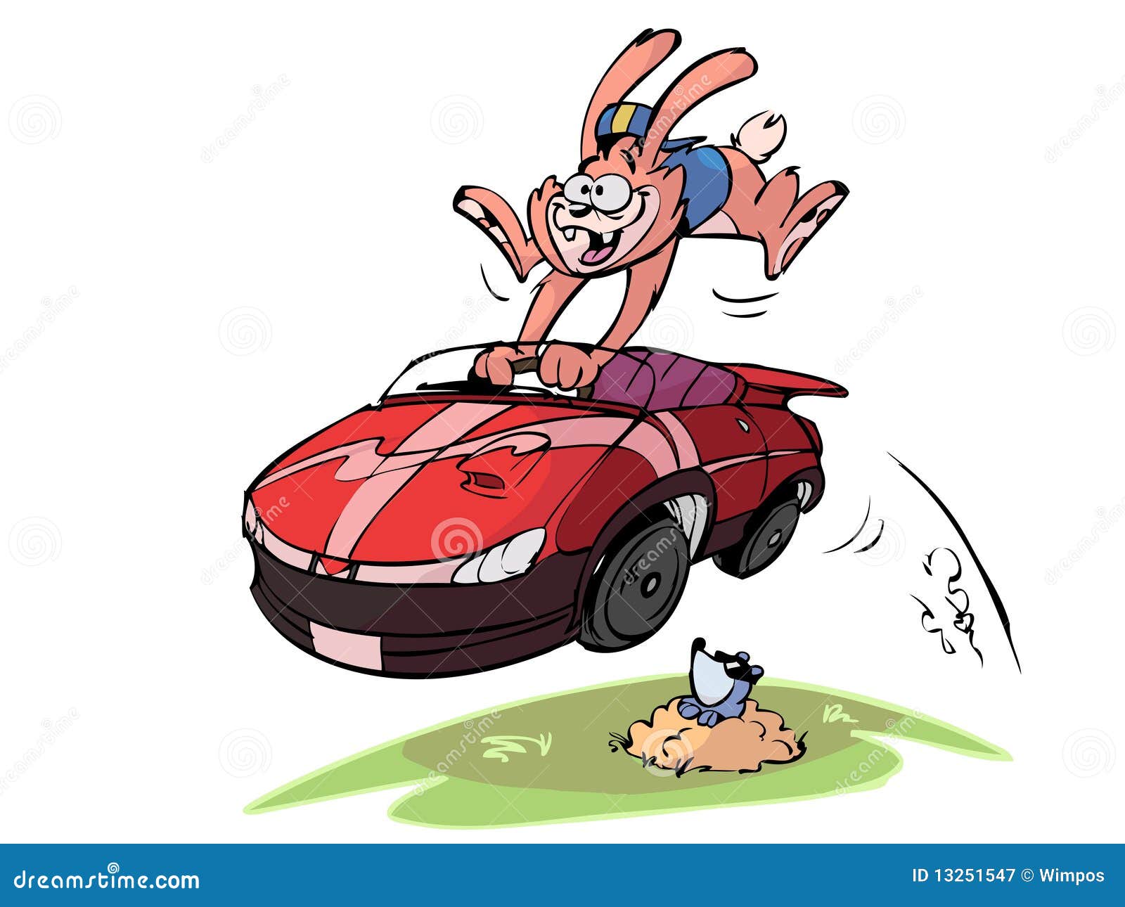 Rabbit in fast car stock vector. Illustration of wheel - 13251547