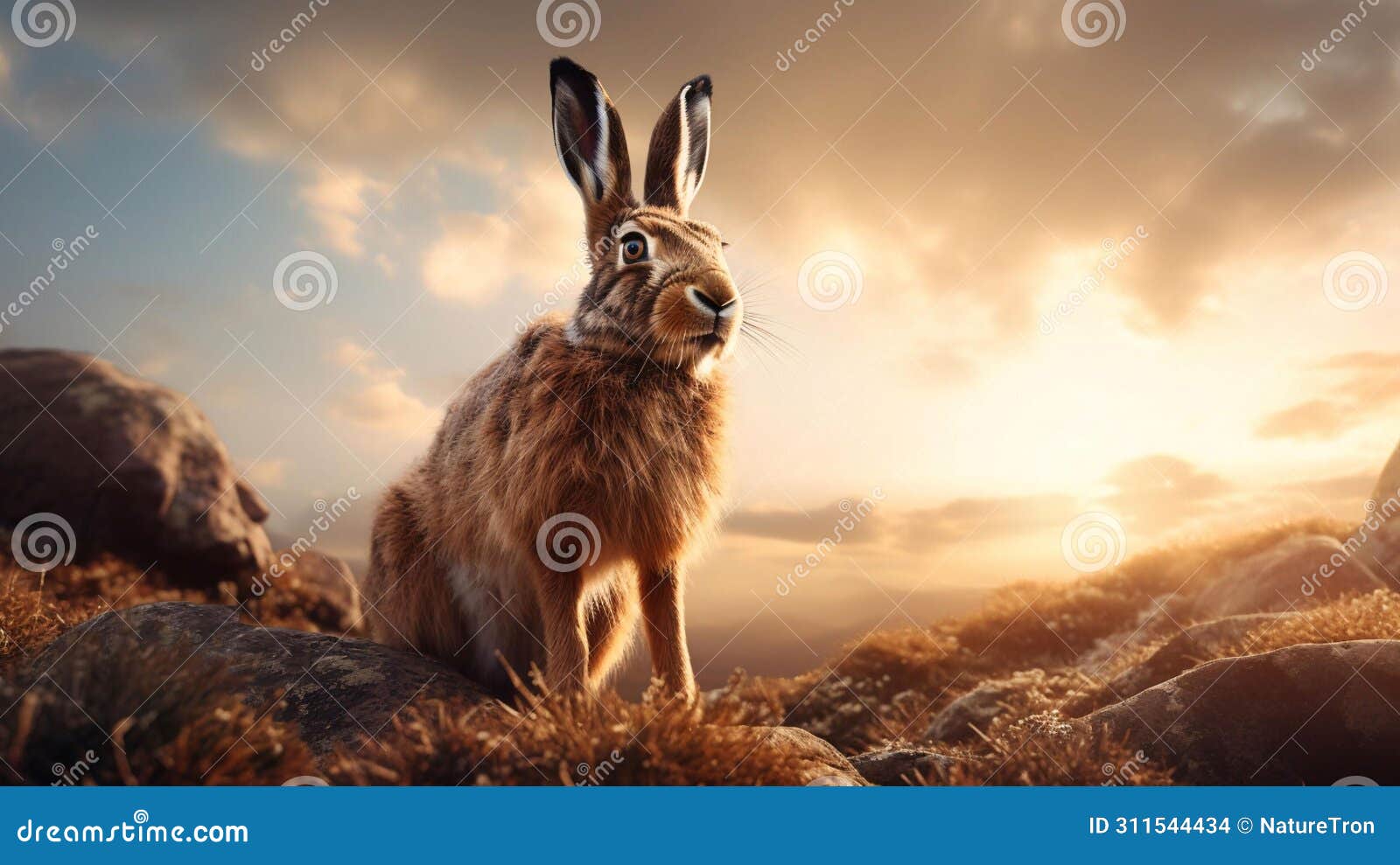 Rabbit in the Field Rabbit in the Sunset Hare in the Sunset Stock ...