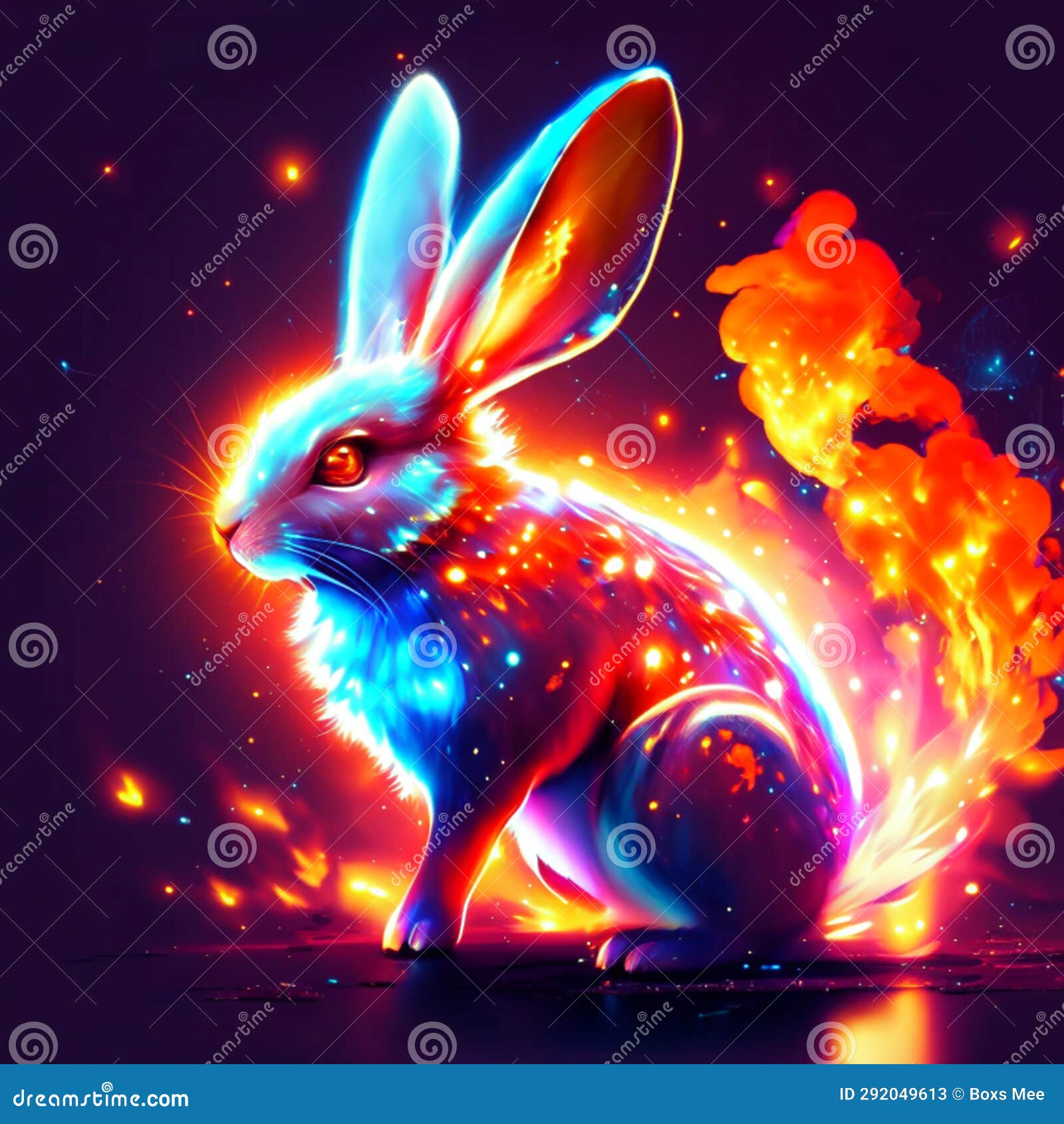 Rabbit with Fire Effect. Vector Illustration of a Rabbit with Fire ...