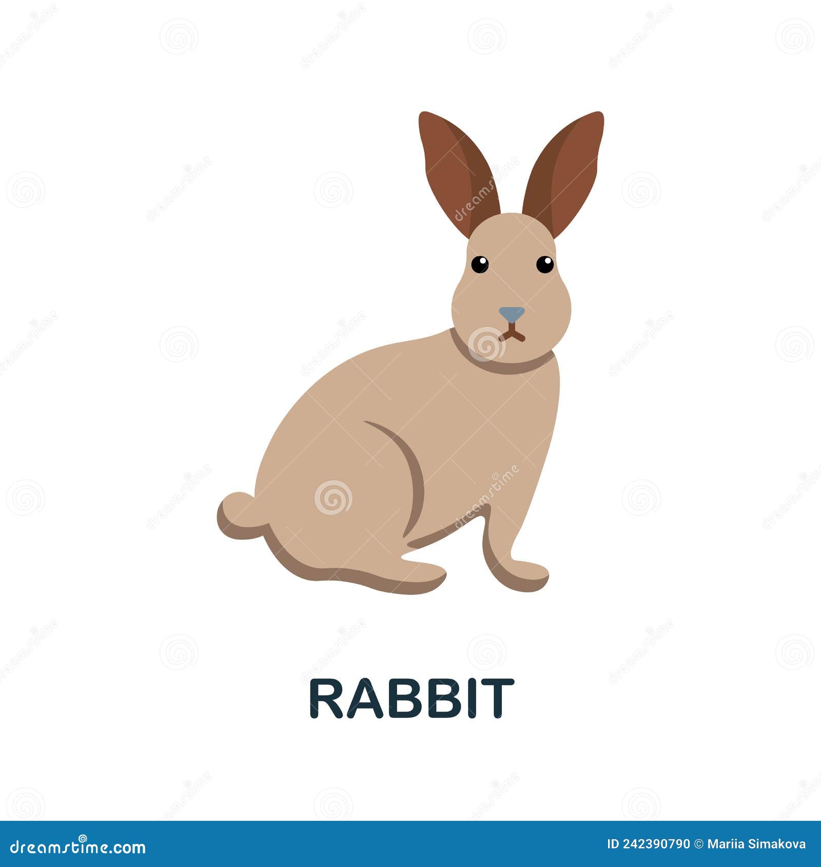 Rabbit Flat Icon. Colored Element Sign from Farm Animals Collection ...