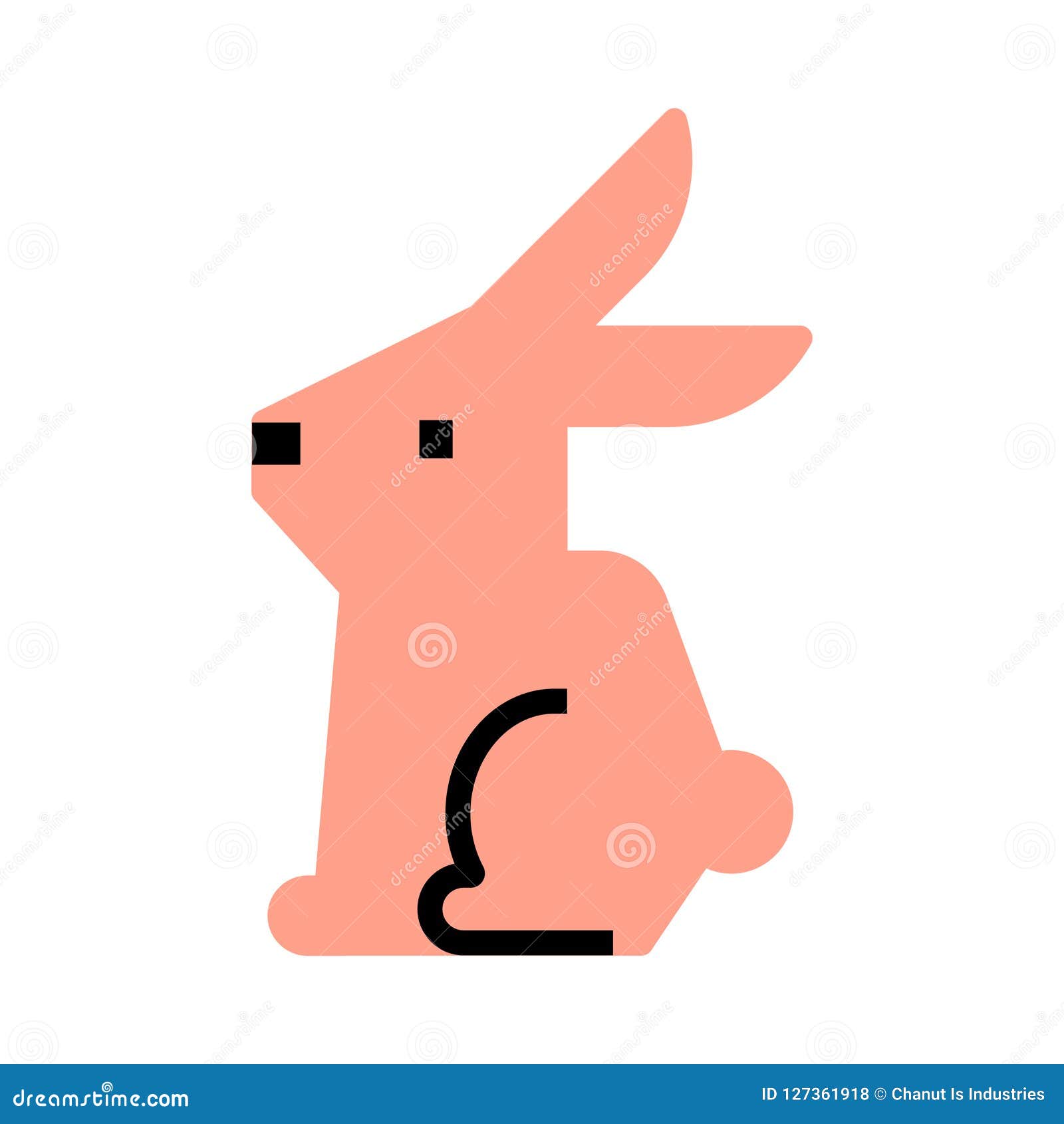 Rabbit FlatOutline Illustration Stock Vector - Illustration of mammal ...