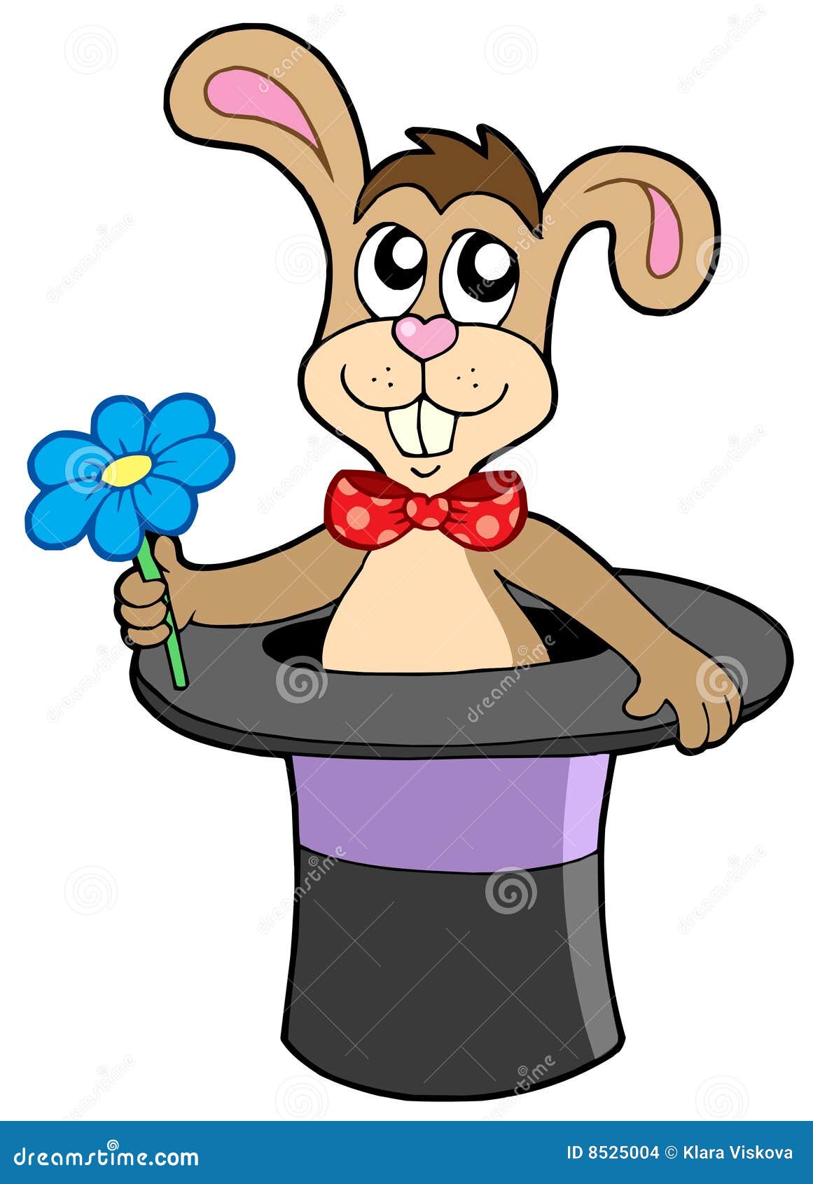 Rabbit with flower in hat stock vector. Illustration of cartoon - 8525004