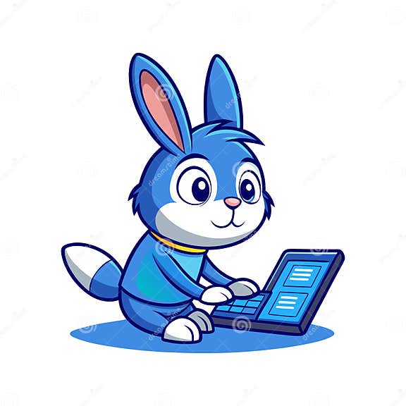 Rabbit Focused on Coding Activity Stock Vector - Illustration of hobby ...