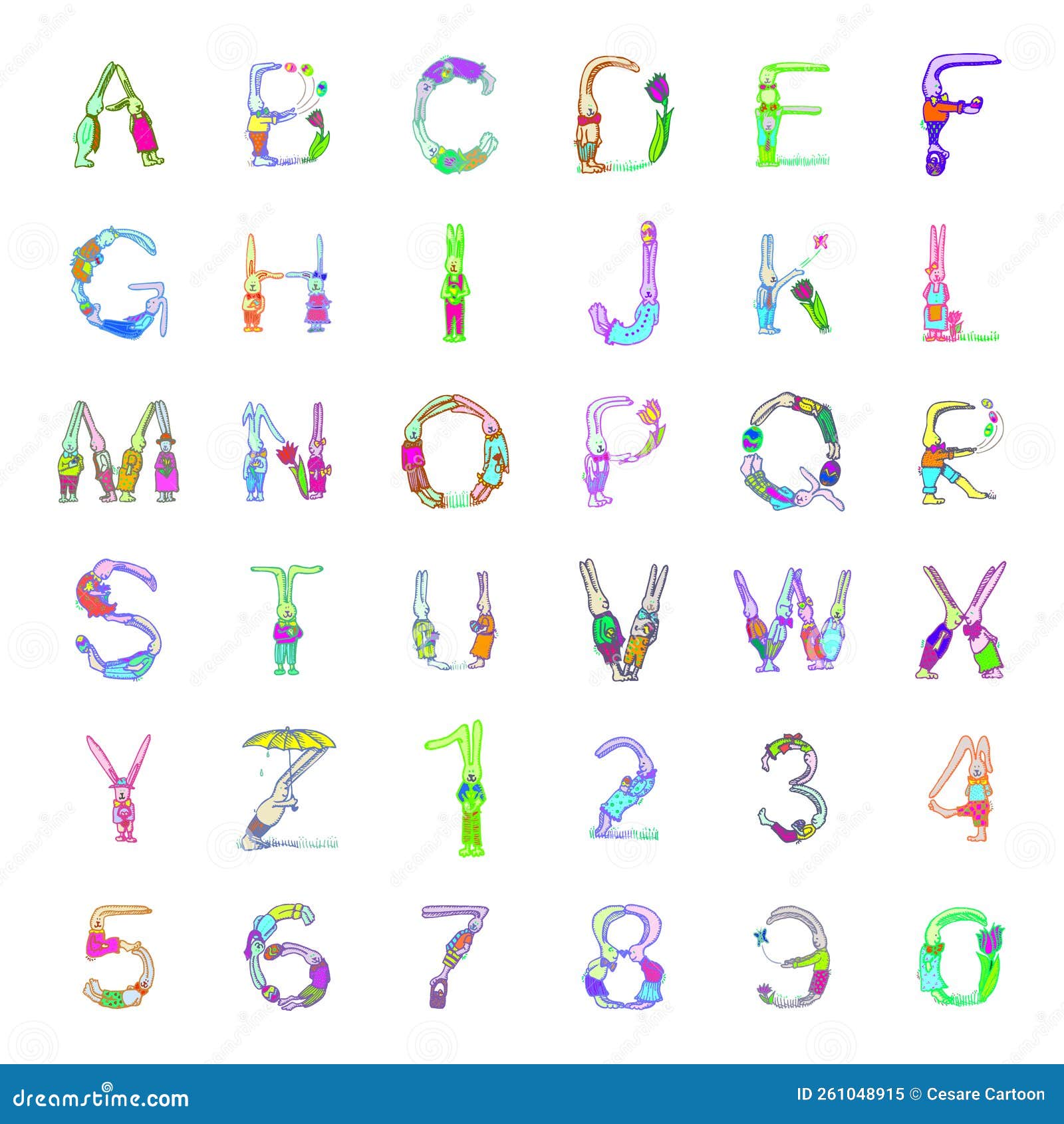 Rabbit font set stock vector. Illustration of flat, cartoon - 261048915