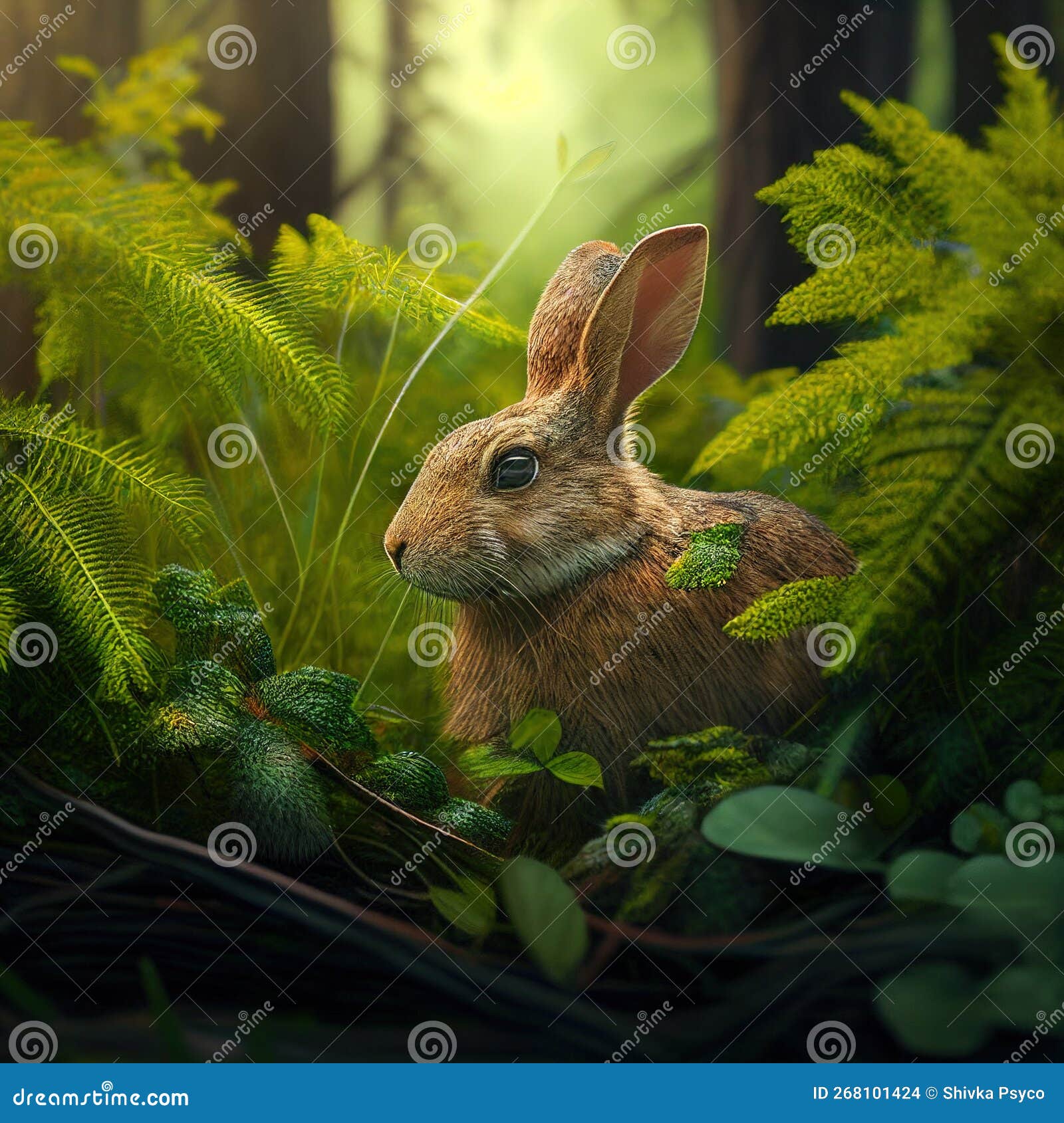 A Rabbit in Forest Cinematic Image Generative AI Stock Illustration ...