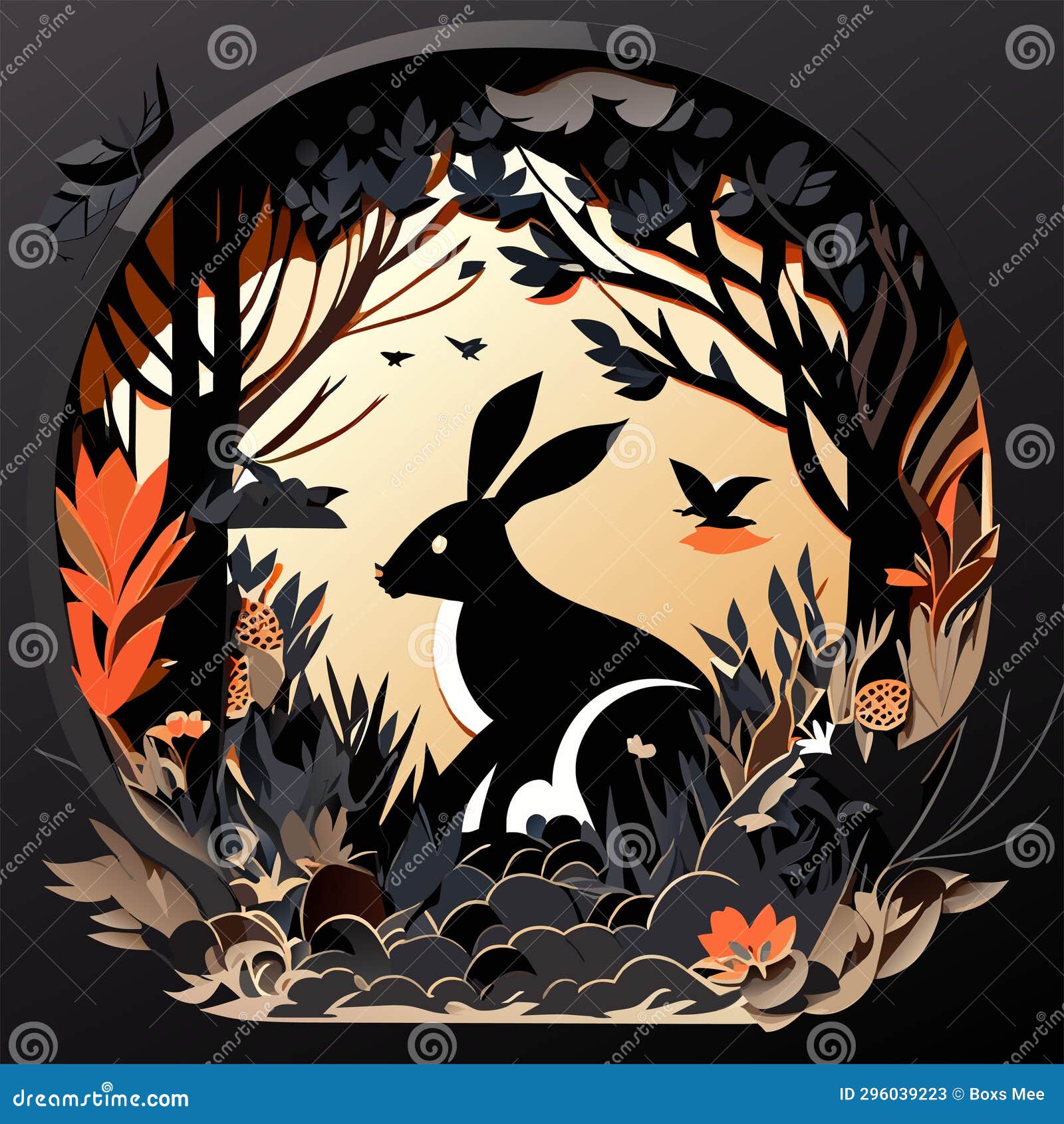 Rabbit in the Forest. Vector Illustration of a Rabbit in the Woods ...