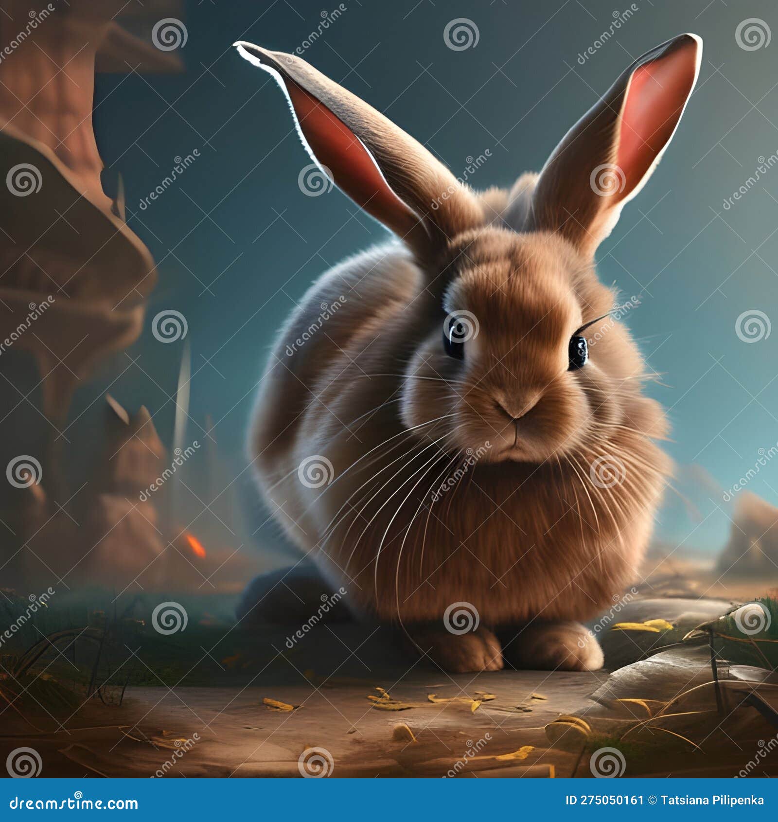 Rabbit in a forest. stock image. Image of furry, cute - 275050161
