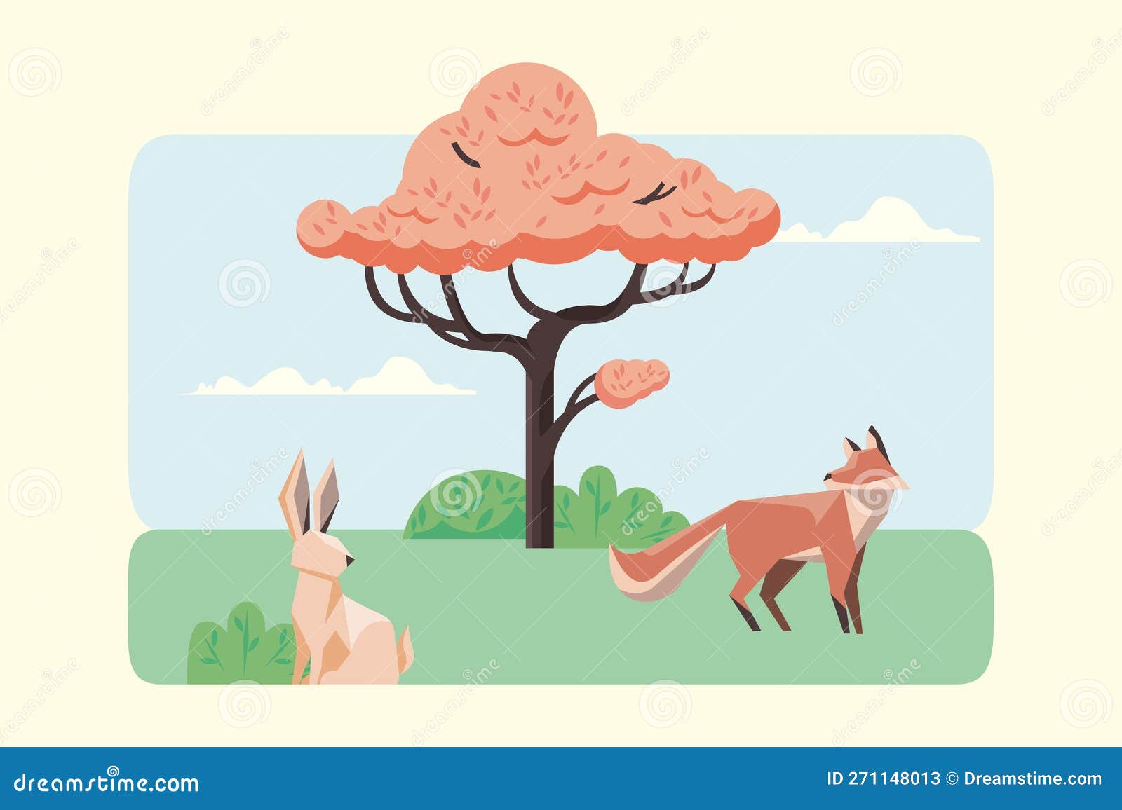 Rabbit and fox animals stock vector. Illustration of animal - 271148013