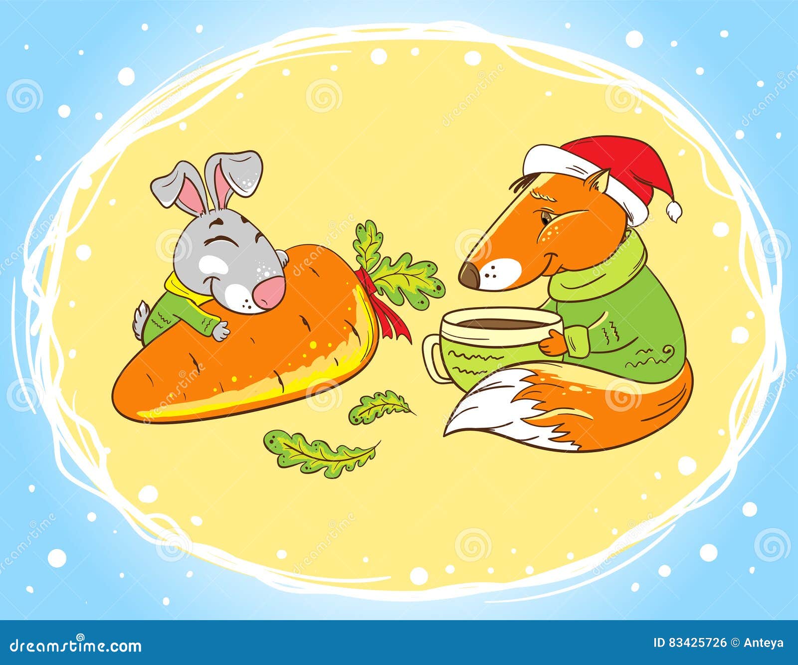 Rabbit with a fox stock vector. Illustration of hare - 83425726