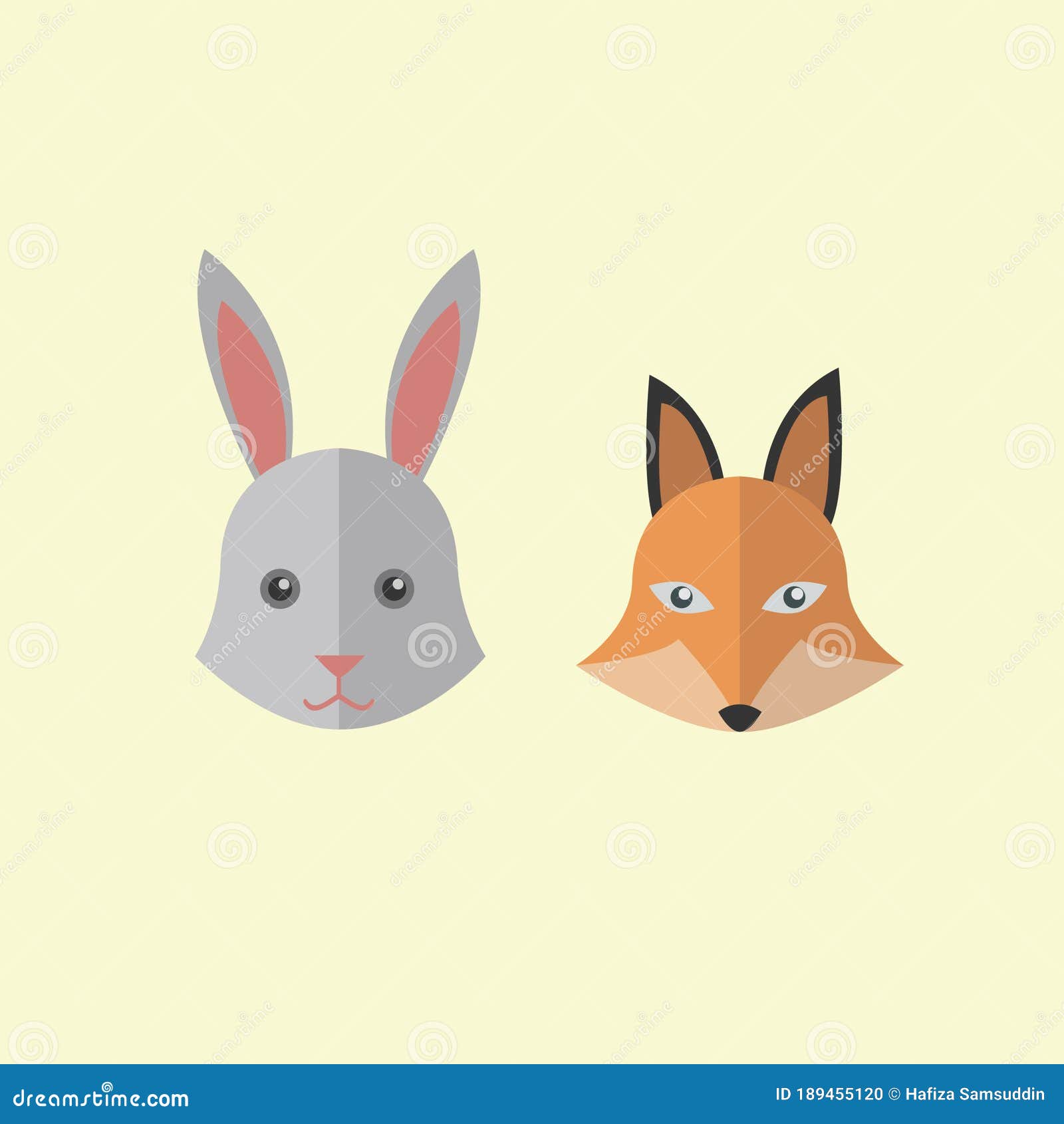 Rabbit and Fox. Vector Illustration Decorative Design Stock Vector ...
