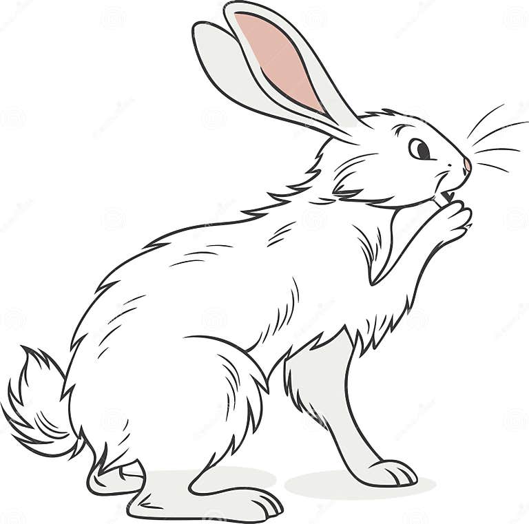 Rabbit , Full Body Realistic Image, White Background Stock Illustration ...