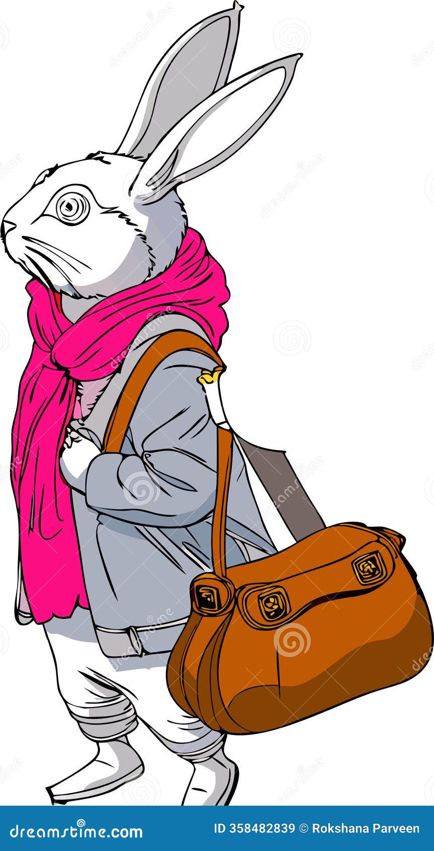 Rabbit , Full Body Realistic Image, White Background Stock Illustration ...